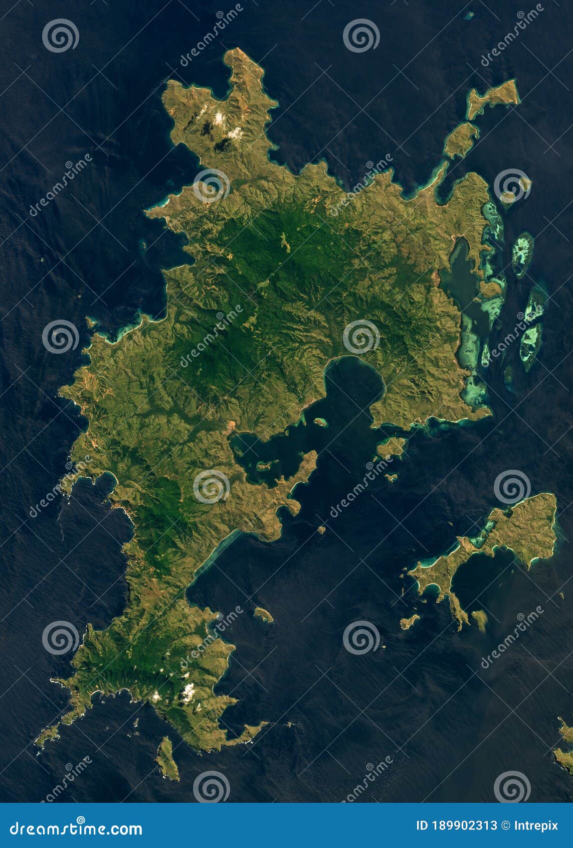 Satellite Image of Komodo Island, Indonesia Stock Image - Image of ...