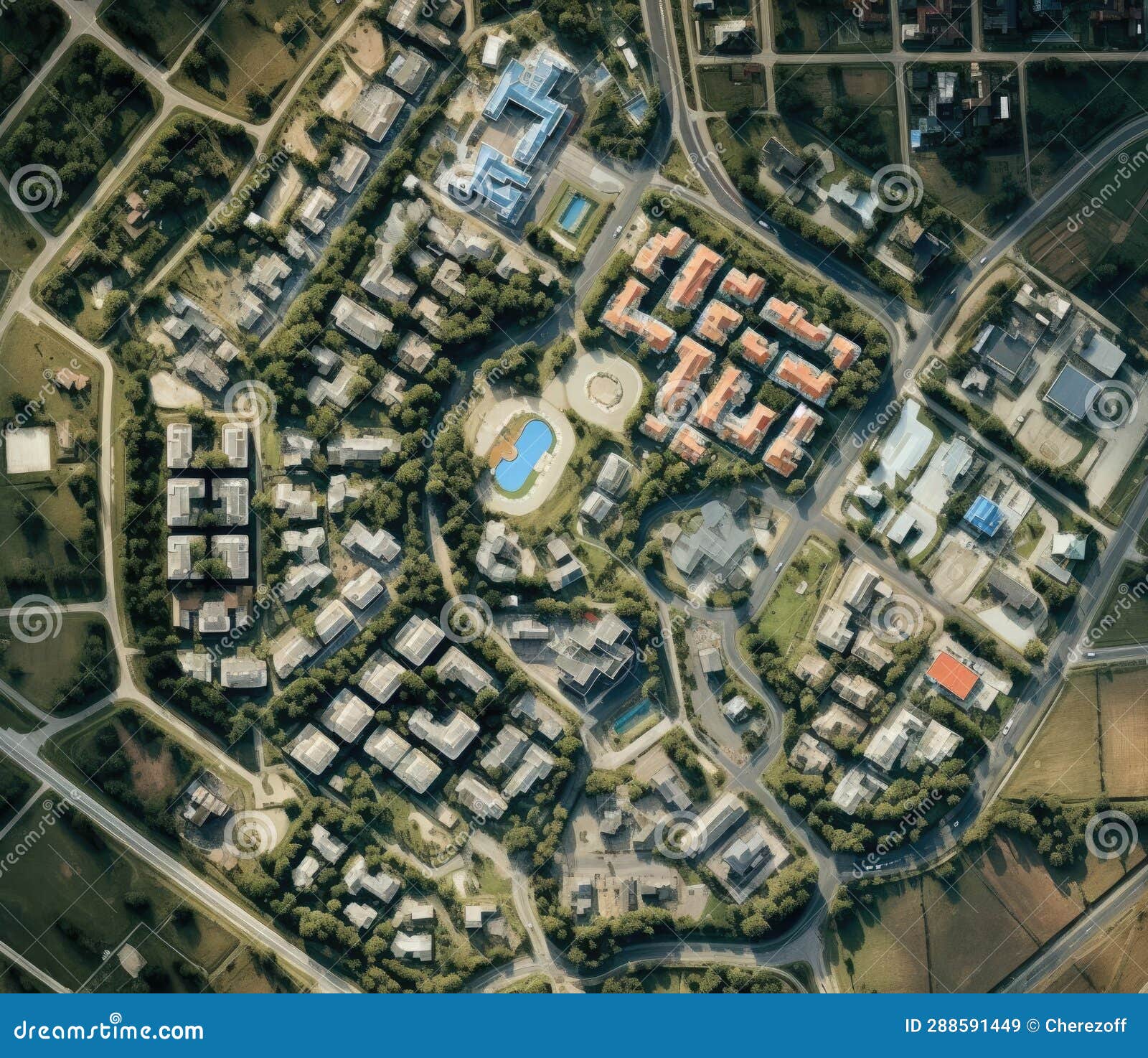 Satellite Image of the Map of the Area Stock Image - Image of urban ...