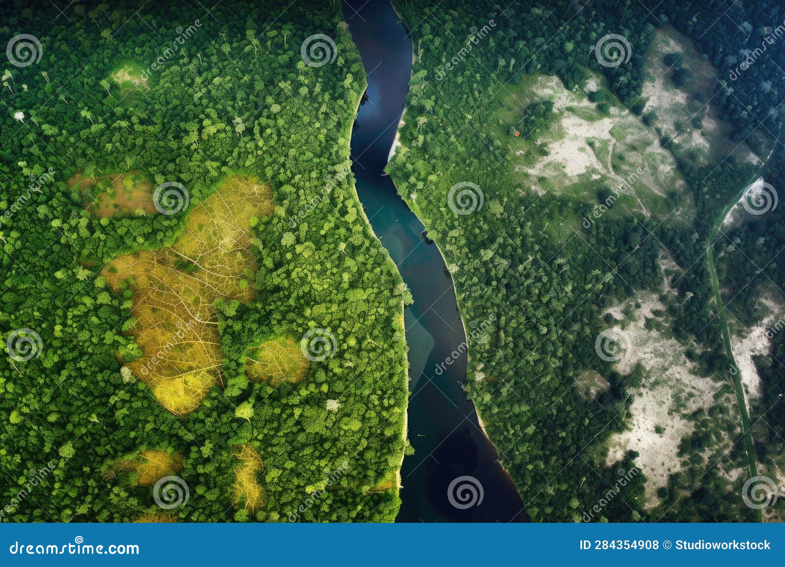Shrinking Forest With Felled Trees Symbolizing Deforestation Threat ...