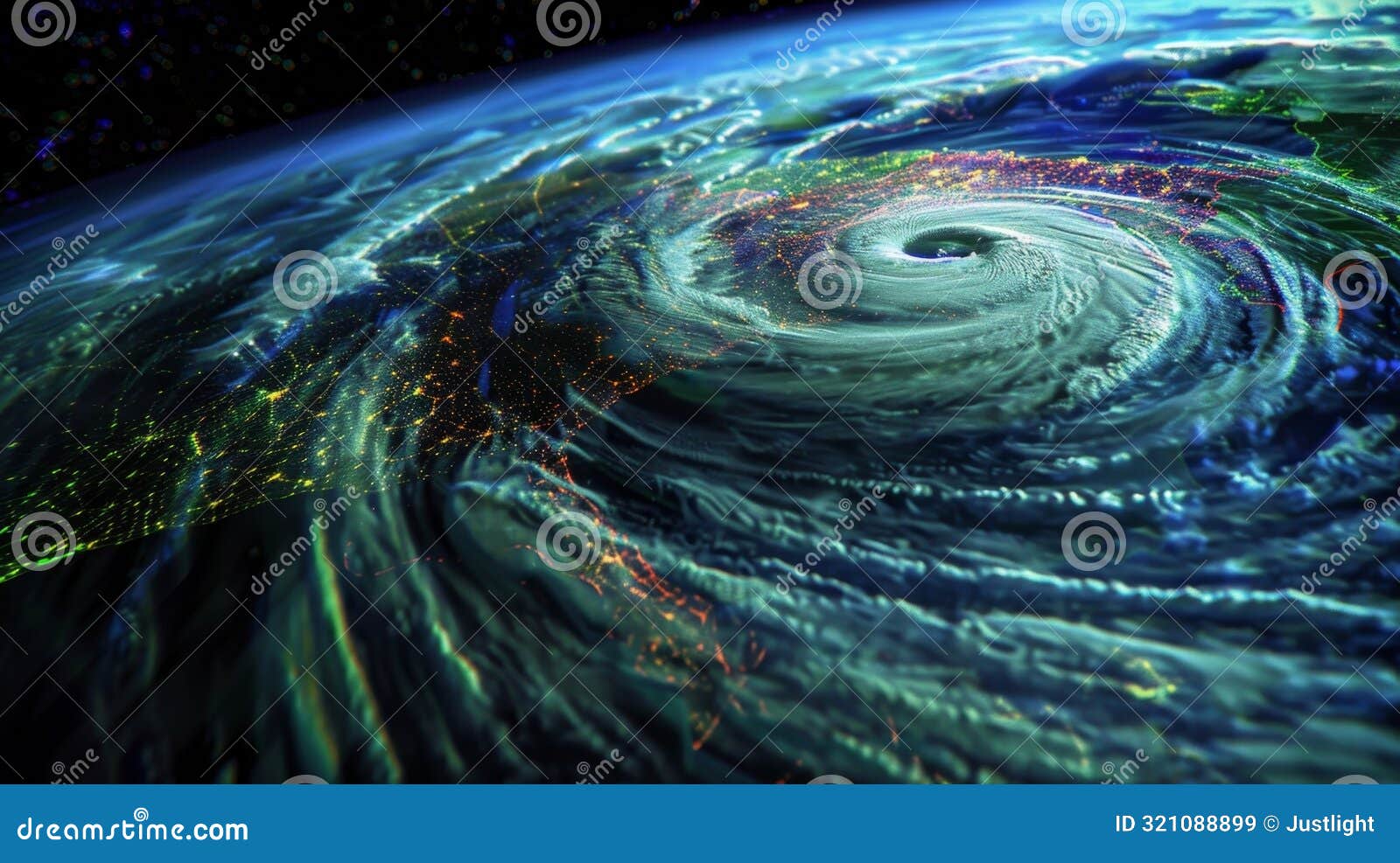 A Satellite Image of a Storm System Leaving a Trail of Data on a ...