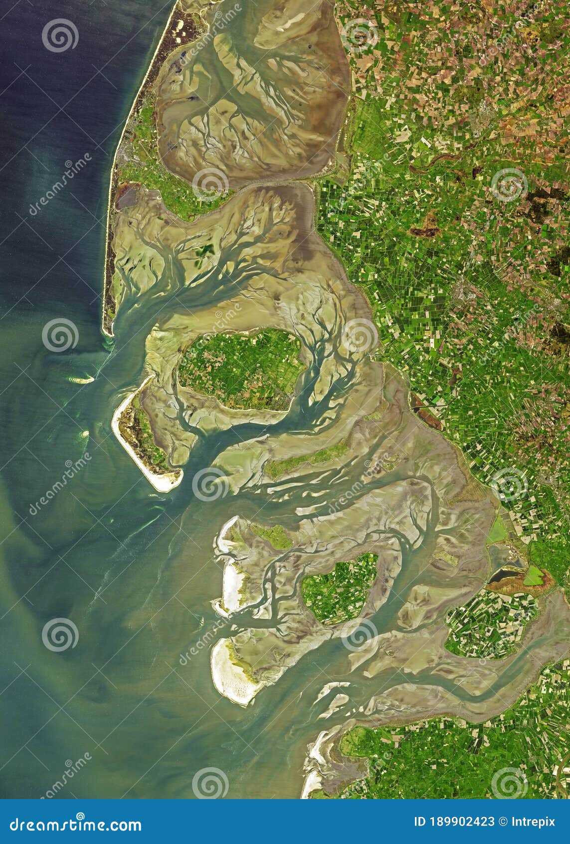 Satellite Image of Wadden Sea Coast, Germany Stock Image - Image of ...
