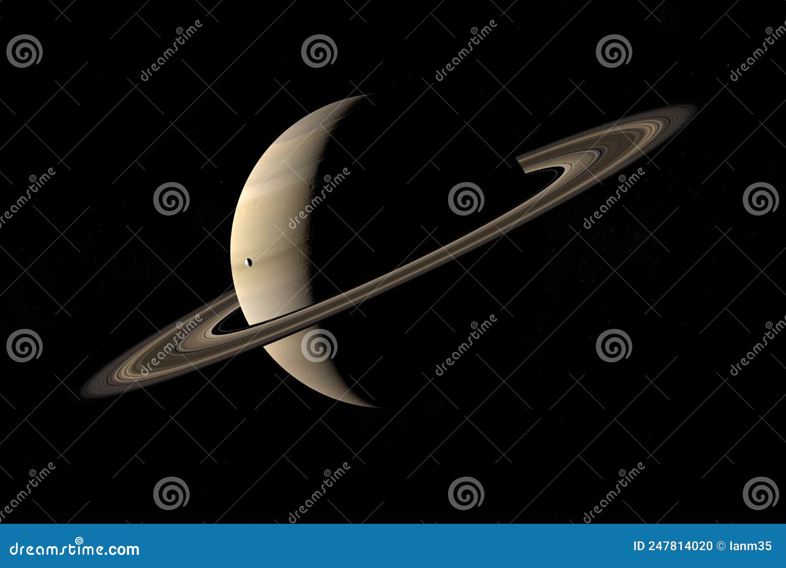Satellite Janus Orbiting Around Saturn Planet in the Outer Space. 3d ...