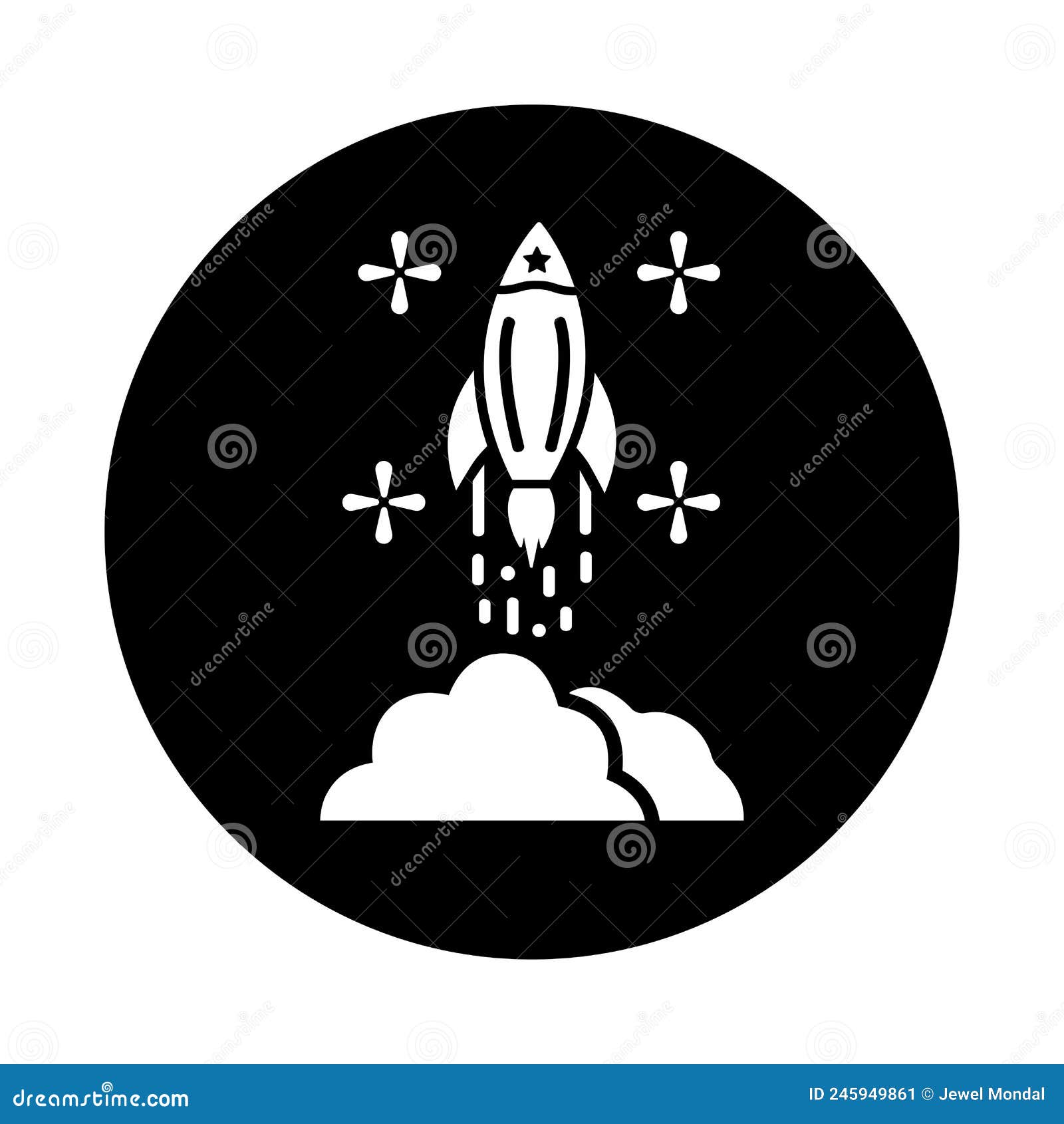 Satellite, Launch, Rocket Icon. Black Vector Design Stock Vector ...