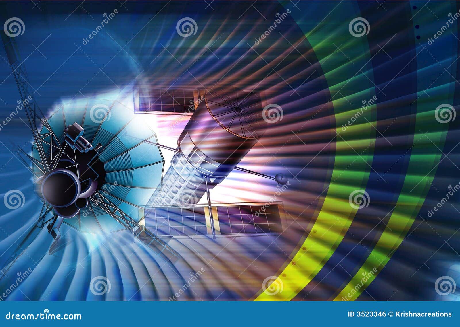 Satellite and Light Effects Stock Illustration - Illustration of ...