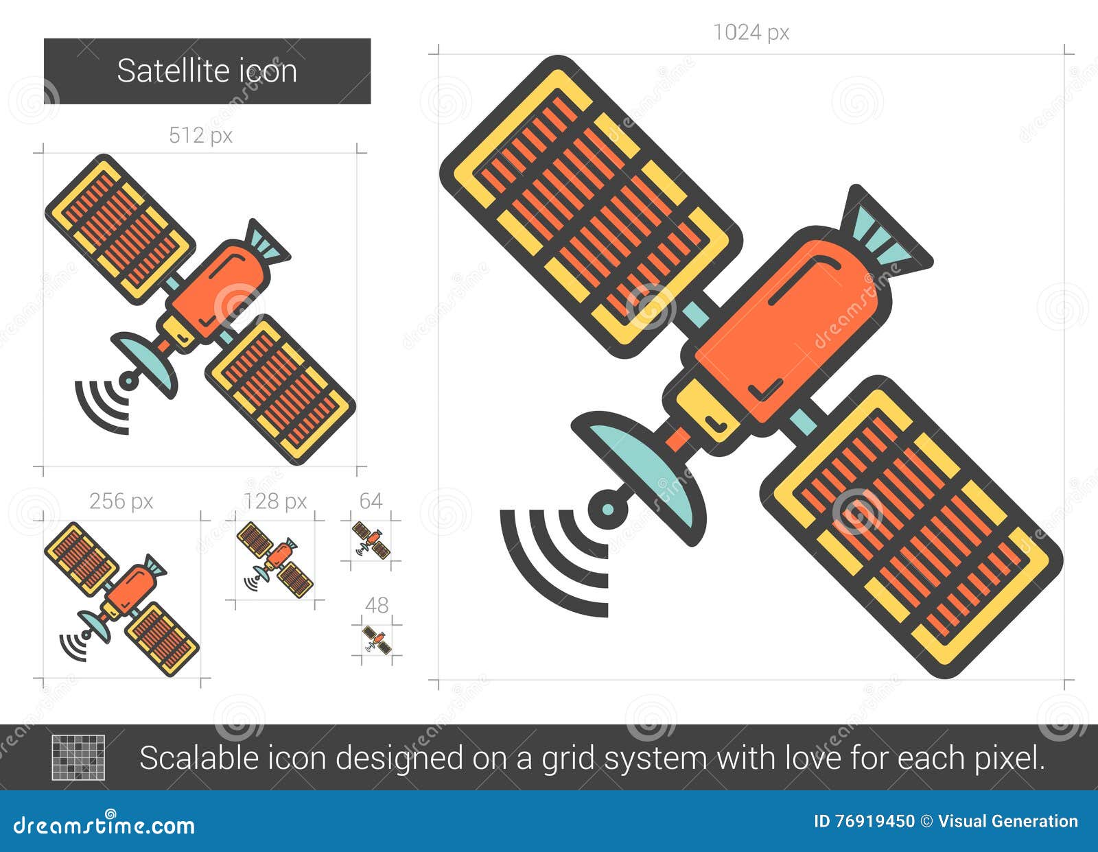 Satellite line icon. stock vector. Illustration of flat - 76919450