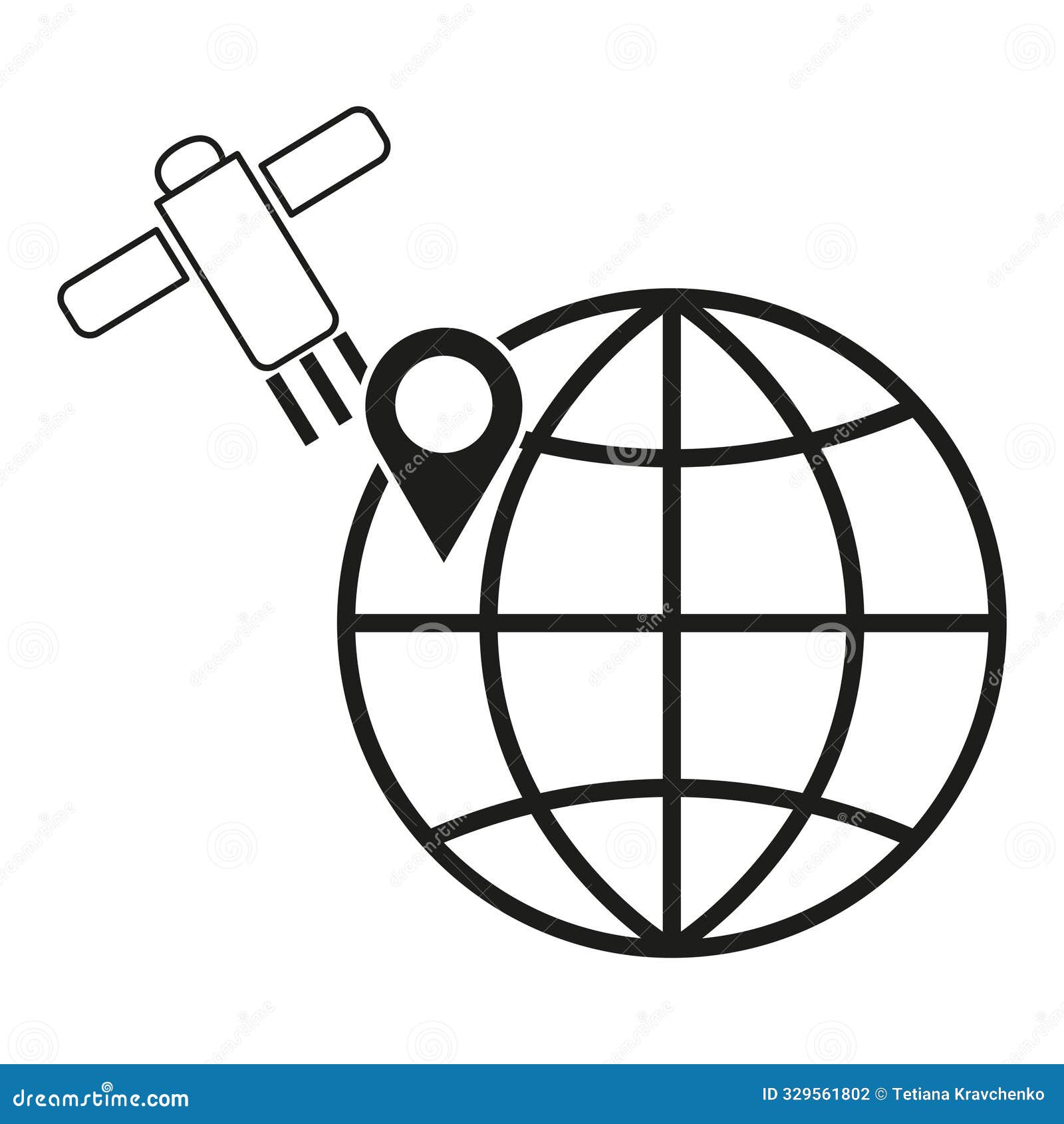 Satellite Location Icon. Global Positioning System. Black Vector ...