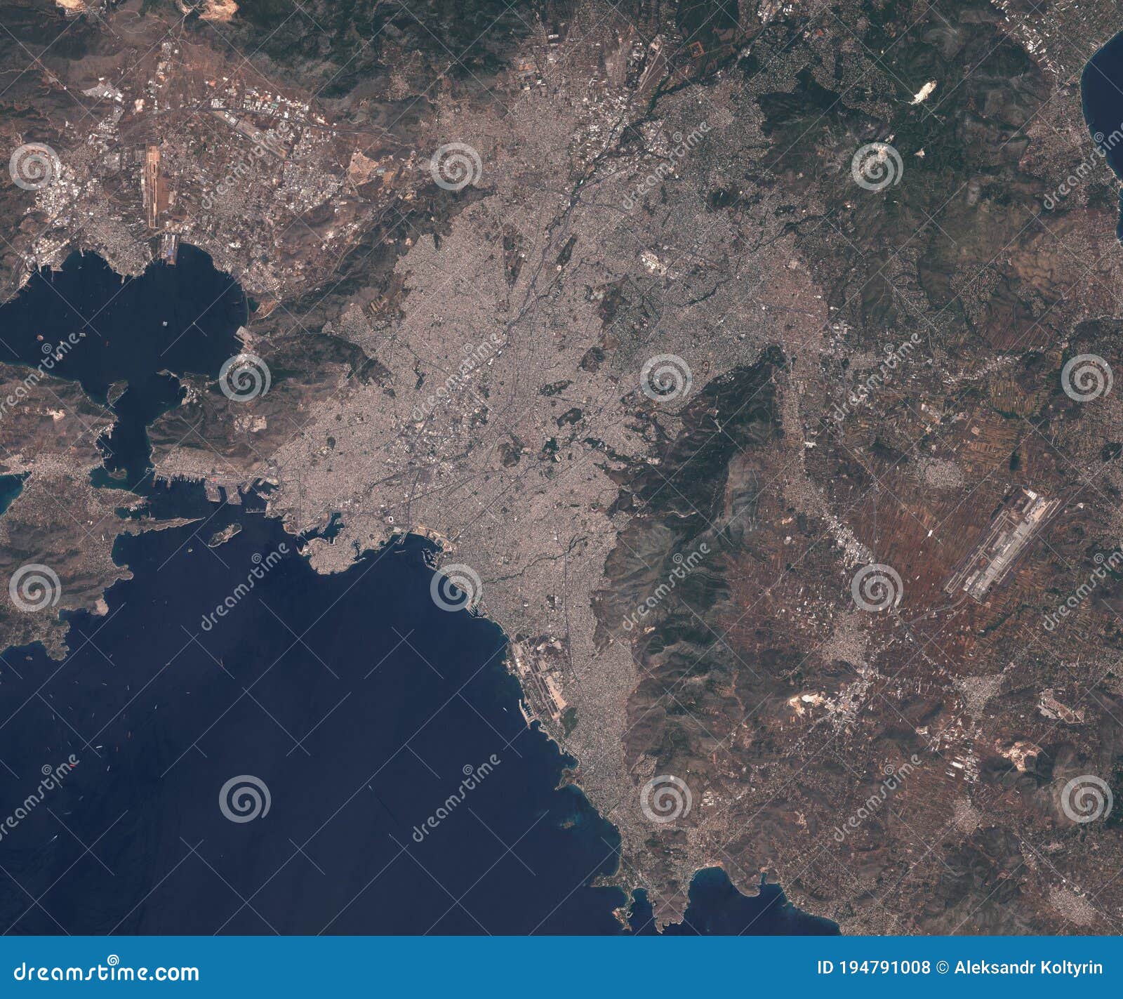 Satellite Map of Athens Greece,, View from Space Stock Photo - Image of ...