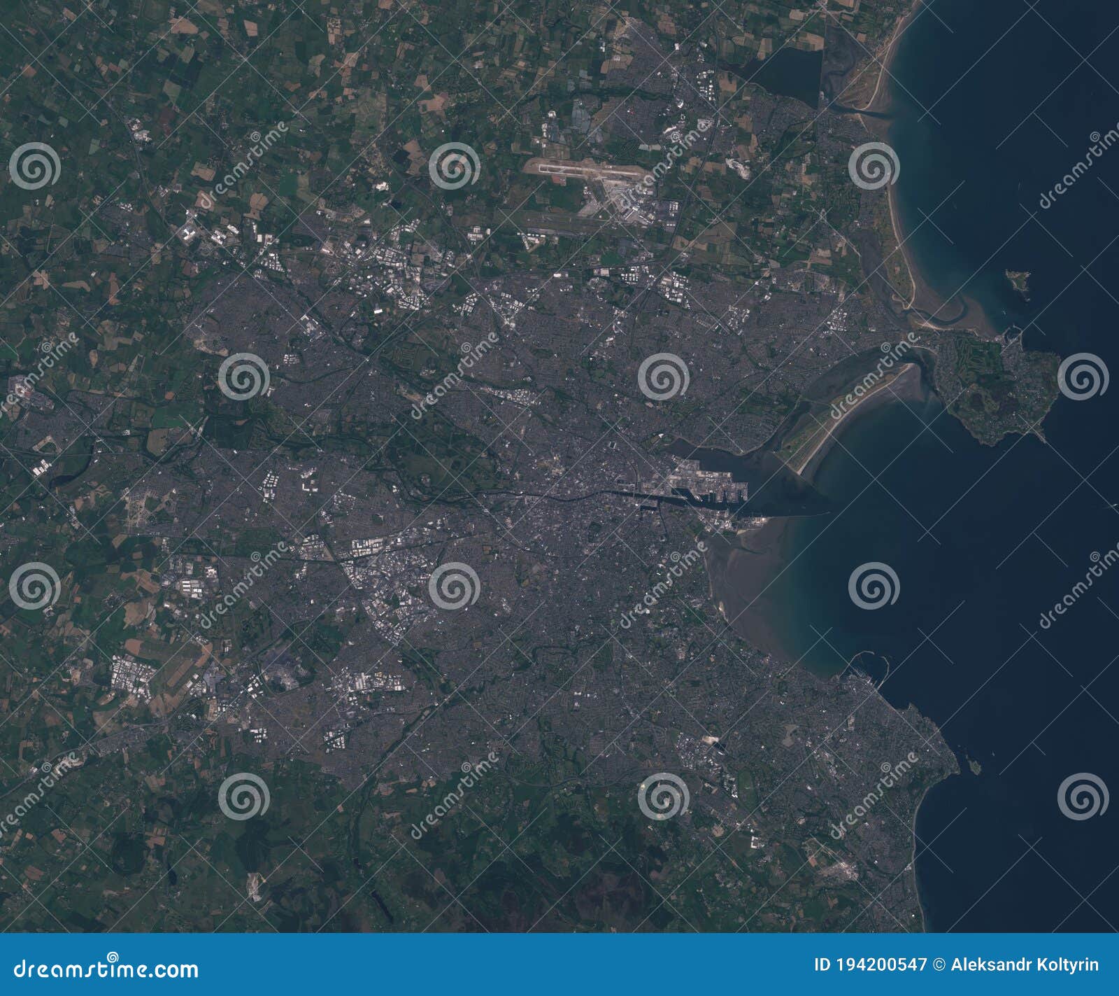Satellite Map of Dublin Ireland, View from Space Stock Image - Image of ...