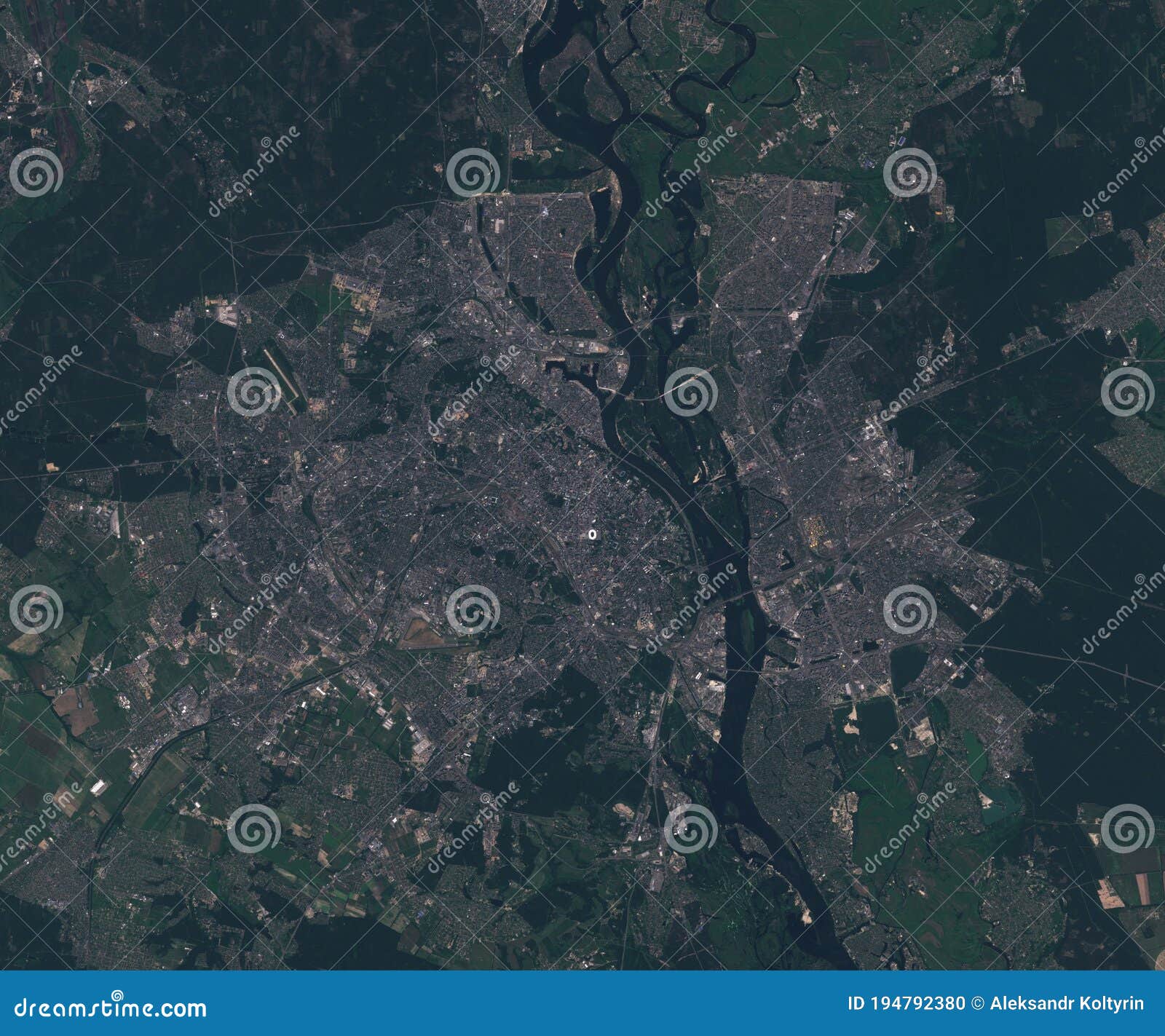 Satellite Map of Kiev Ukraine, View from Space Stock Photo - Image of ...