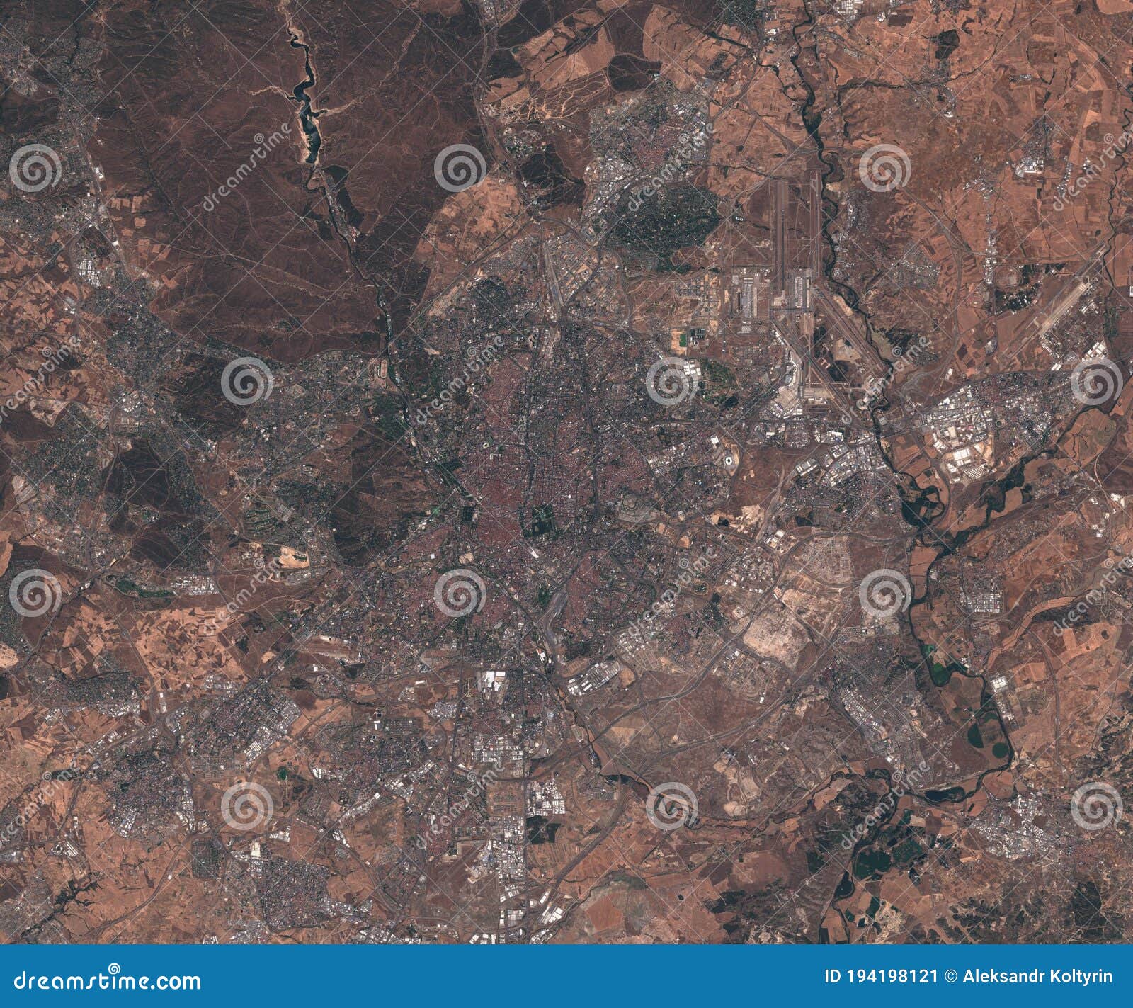 Satellite Map of Madrid Spain, View from Space Stock Image - Image of ...