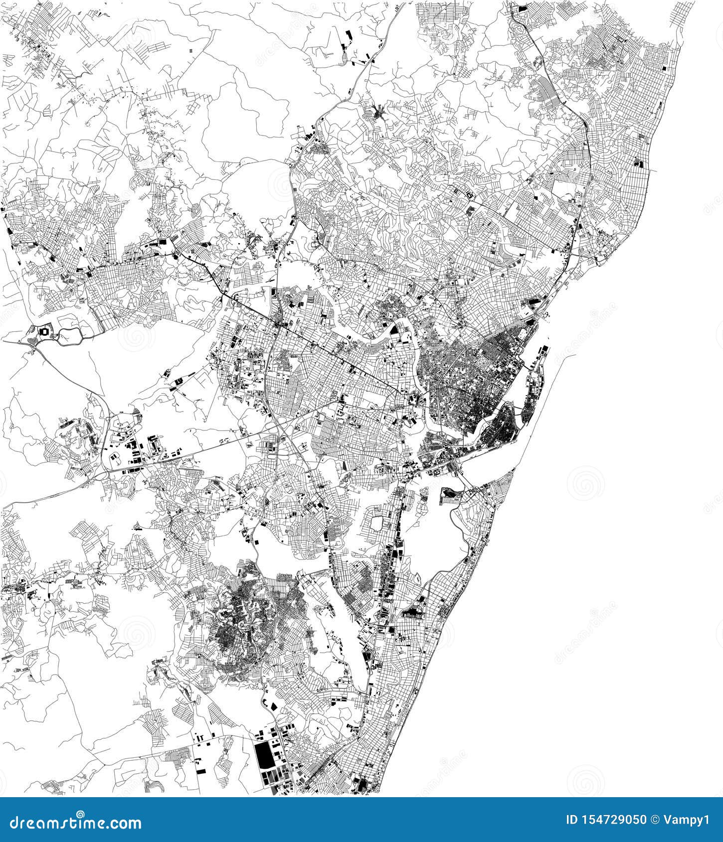 Satellite Map of Recife, it is is the Fourth-largest Urban ...