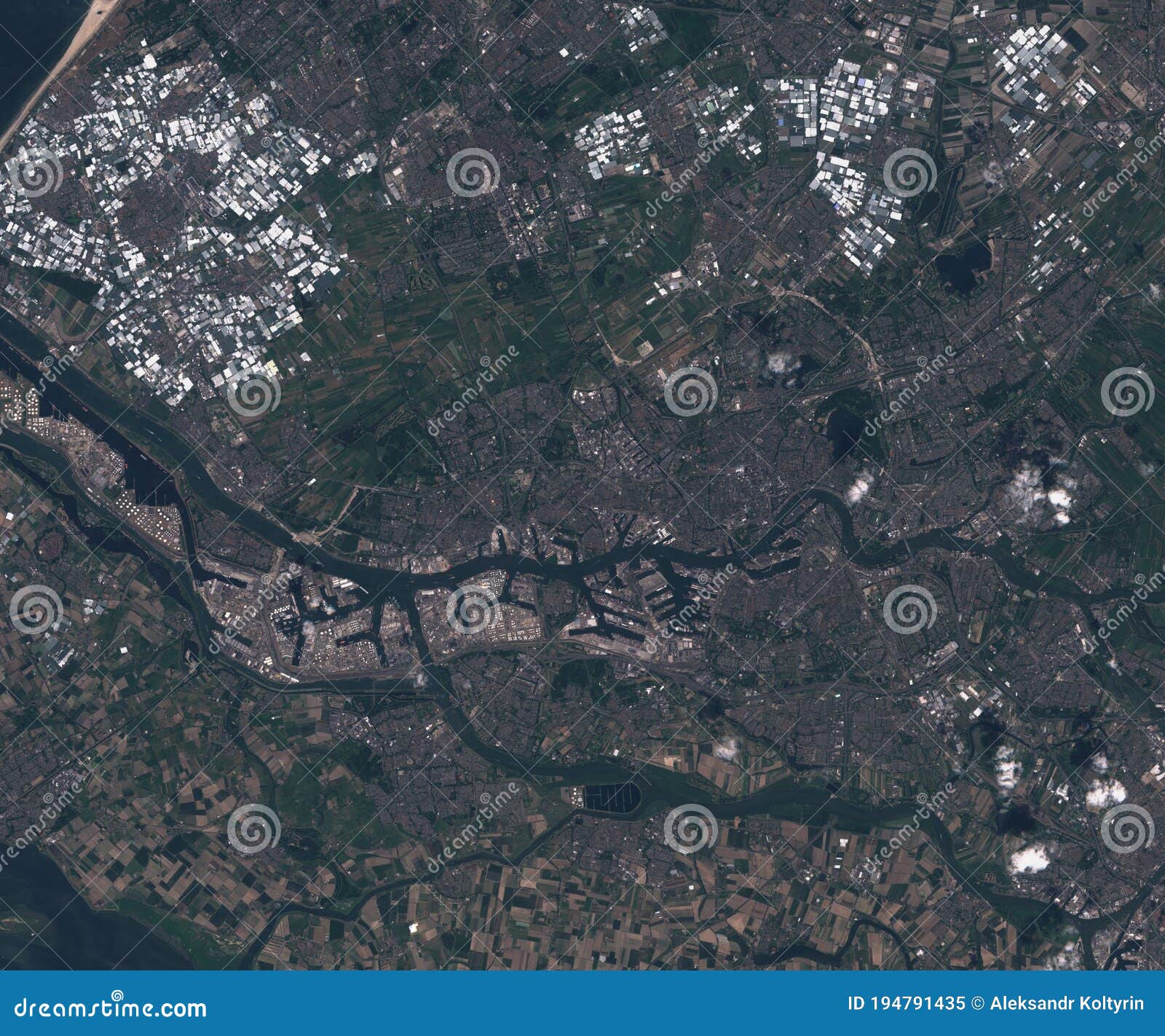 Satellite Map of Rotterdam Netherlands, View from Space Stock Image ...