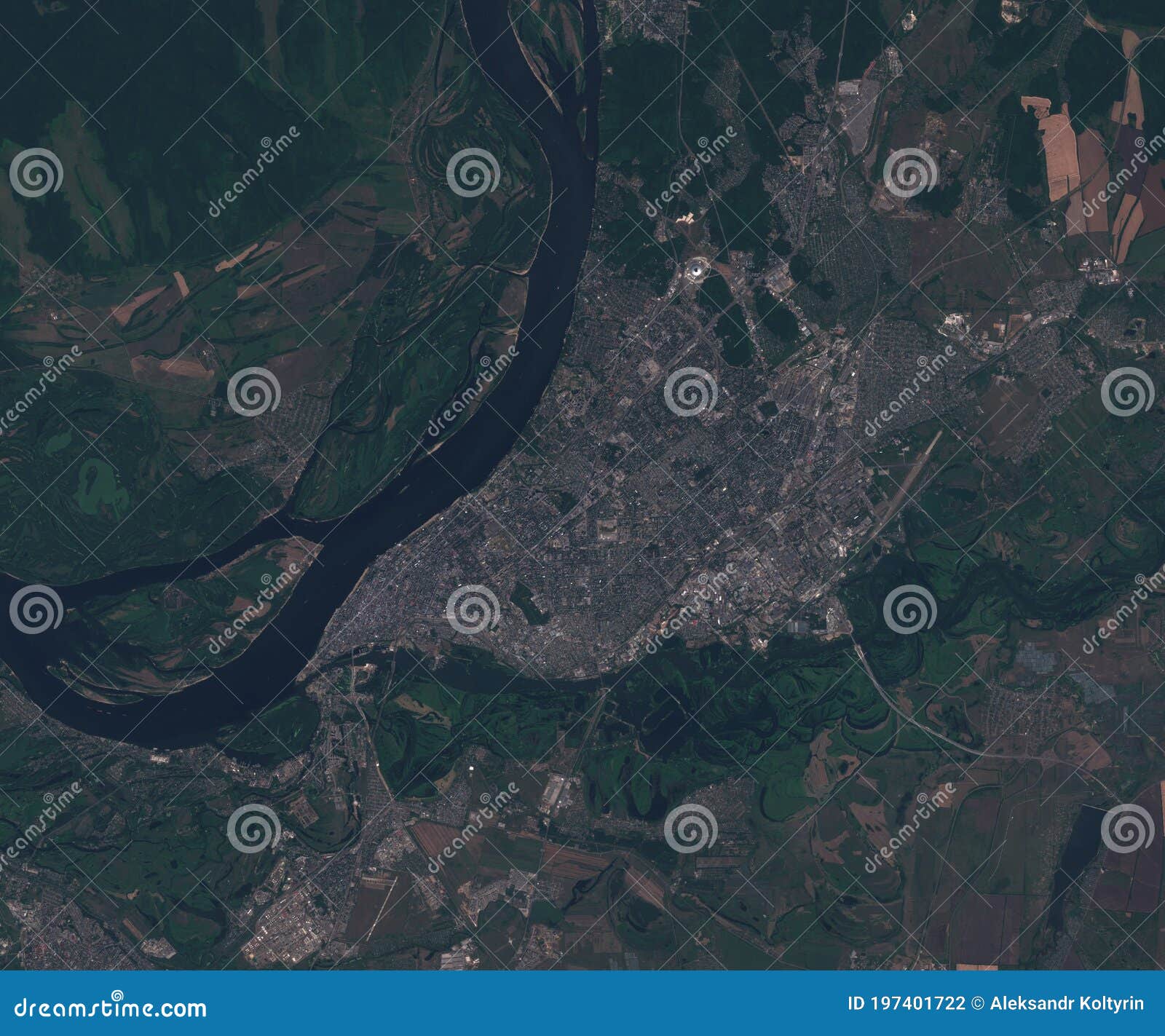Satellite Map of Samara in Russia, View from Space Stock Photo - Image ...