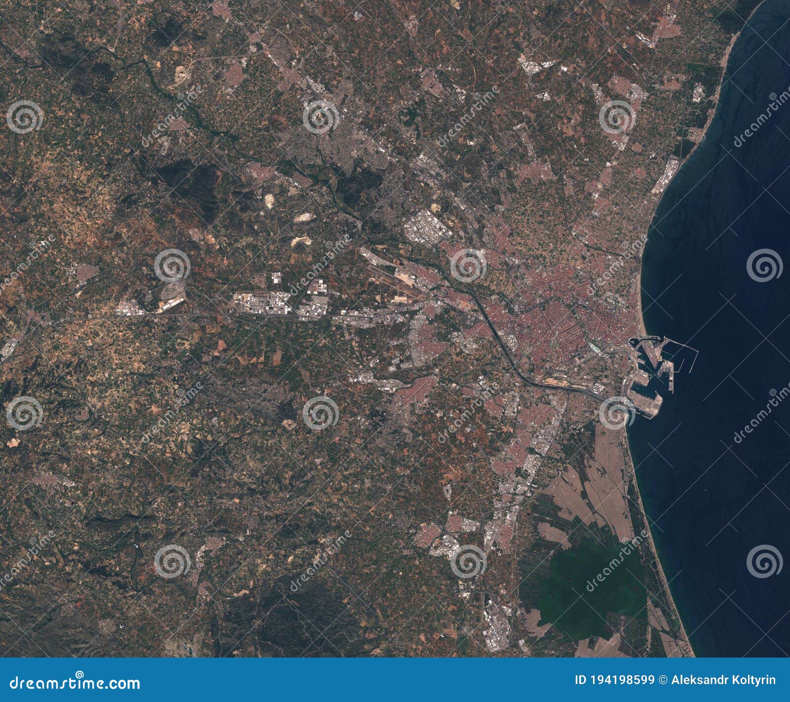 Satellite Map of Valencia Spain, View from Space Stock Image - Image of ...