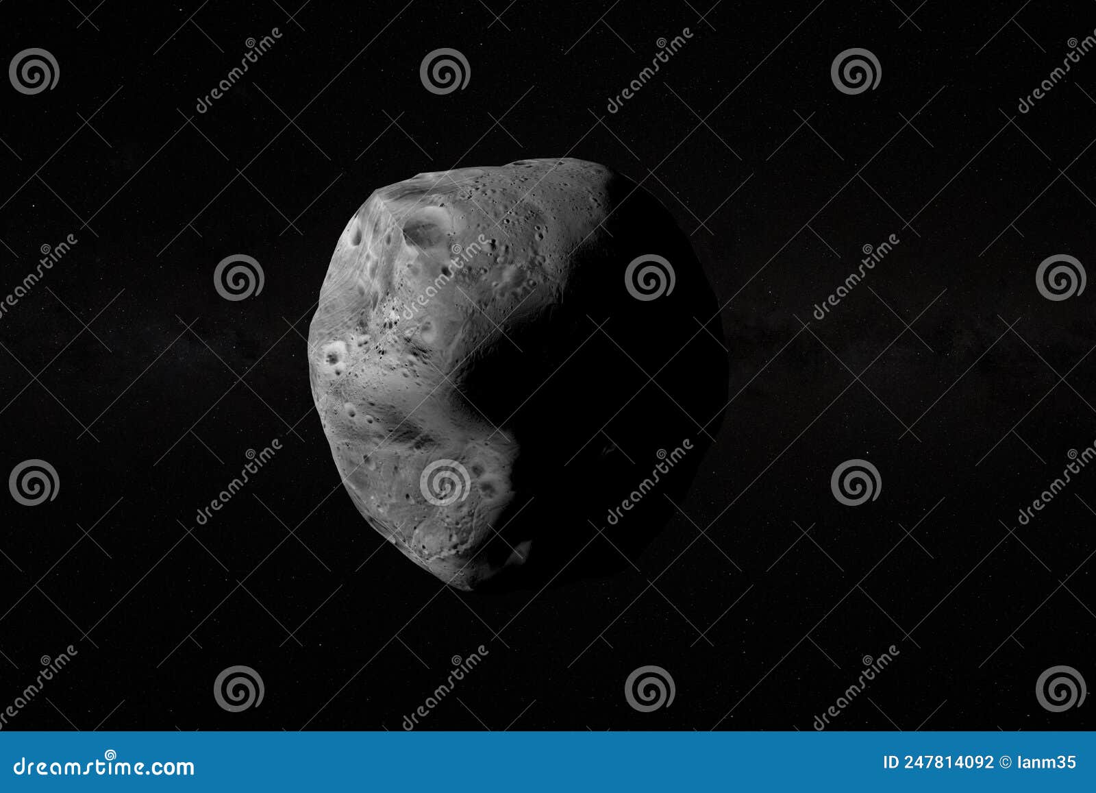 Satellite Martian Phobos, Mars I, Orbiting in the Outer Space. 3d ...