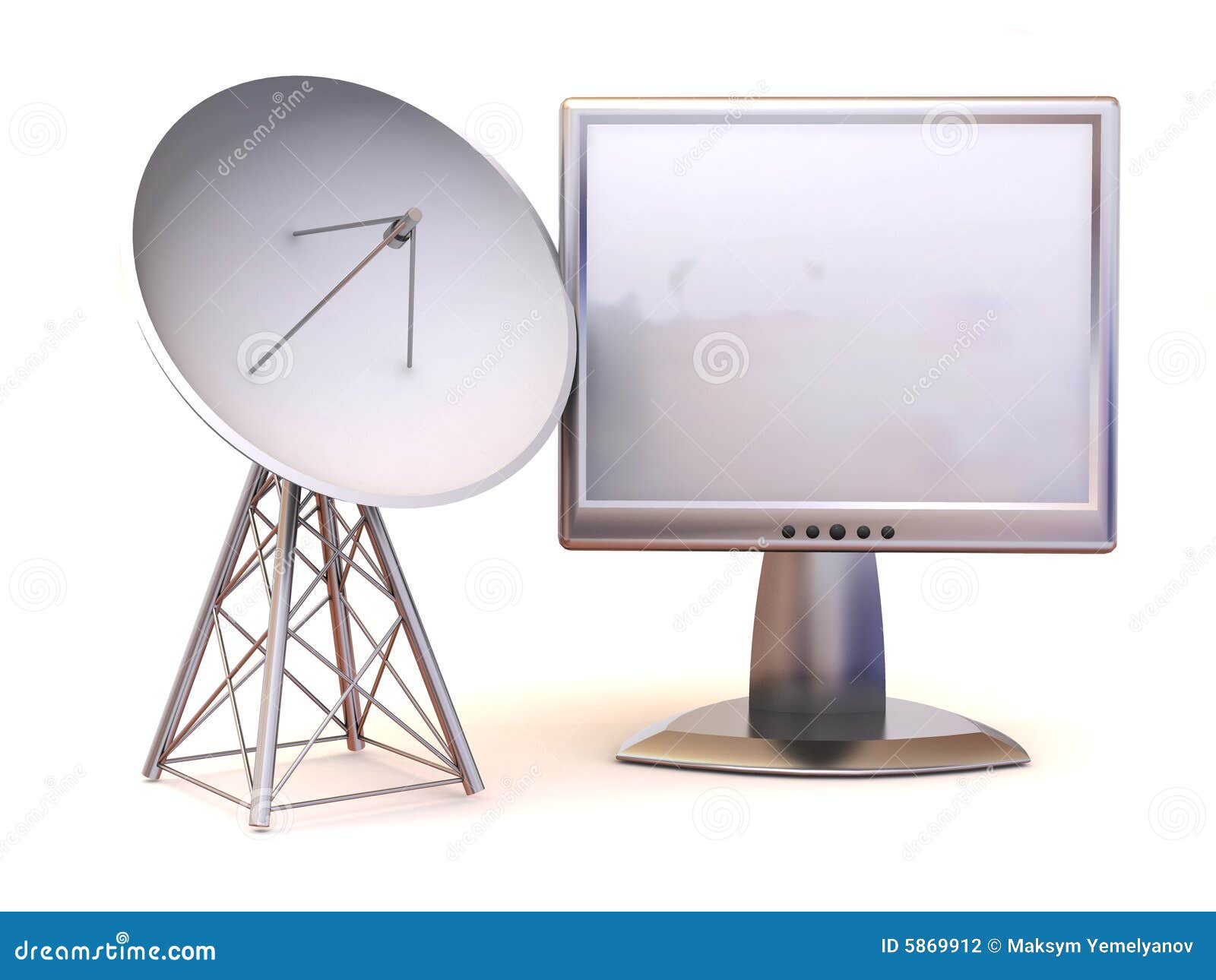 Satellite with monitor. 3d stock illustration. Illustration of ...