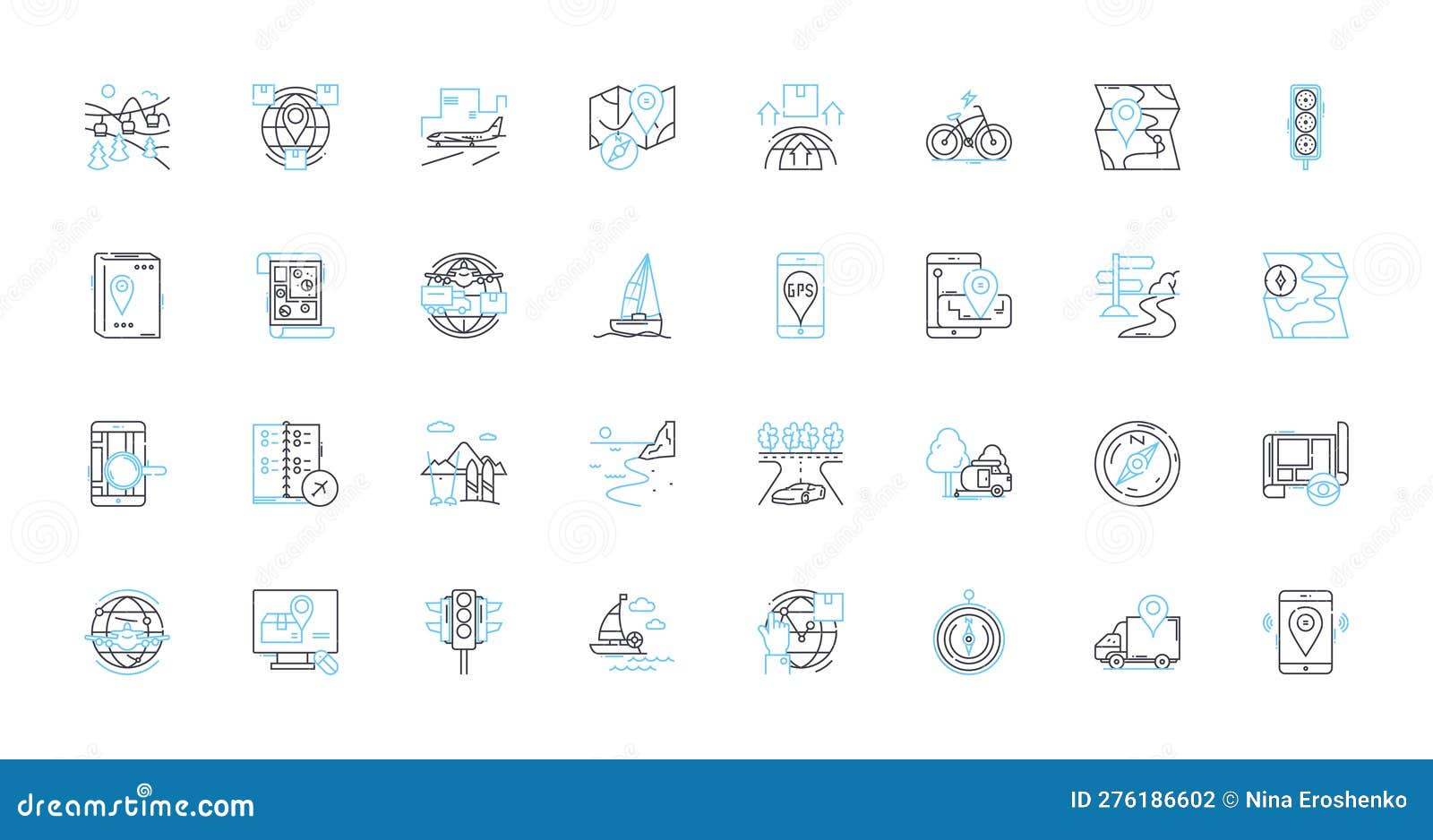 Satellite Navigation Linear Icons Set. GPS, Satellites, Navigation ... Satellite Navigation Linear Icons Set. GPS, Satellites, Navigation ...