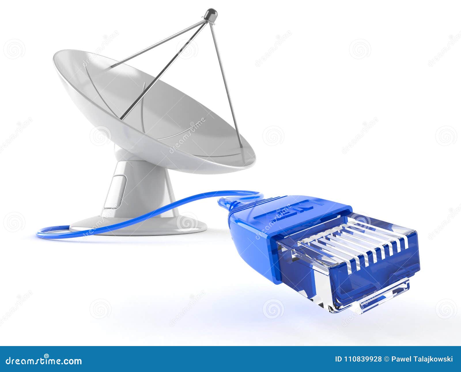 Satellite with Network Cable Stock Illustration - Illustration of rj45 ...