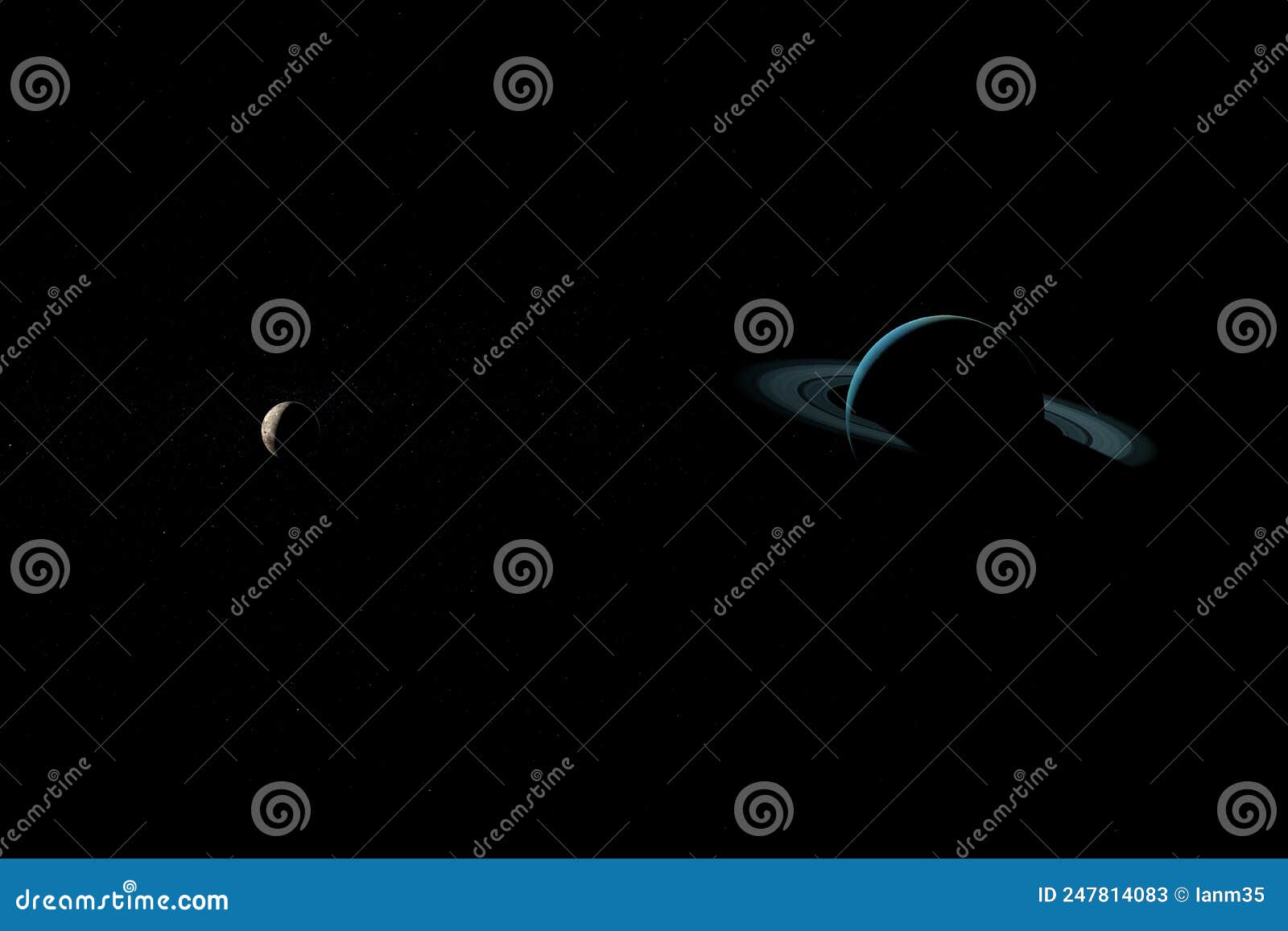 Satellite Oberon Orbiting Around Uranus Planet in the Outer Space Stock ...