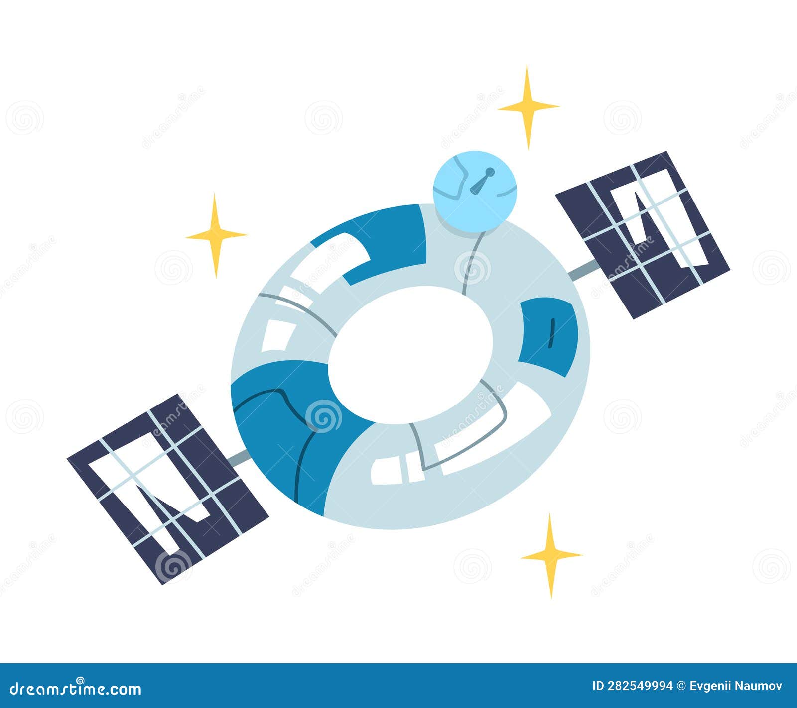 Satellite Object Flying in Outer Space Vector Illustration Stock ...