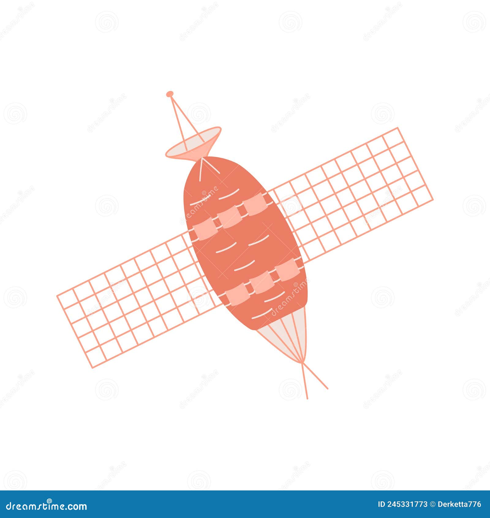 Satellite Orbit Cartoon, Vector Illustration of a Spacecraft in Outer ...