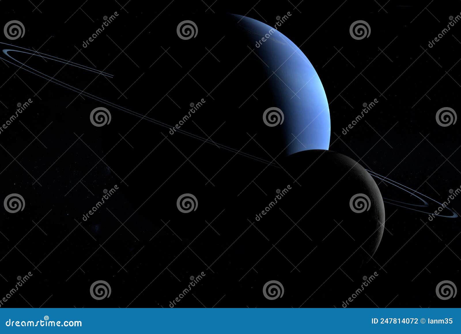 Satellite Orbiting Around Neptune Planet Stock Illustration ...
