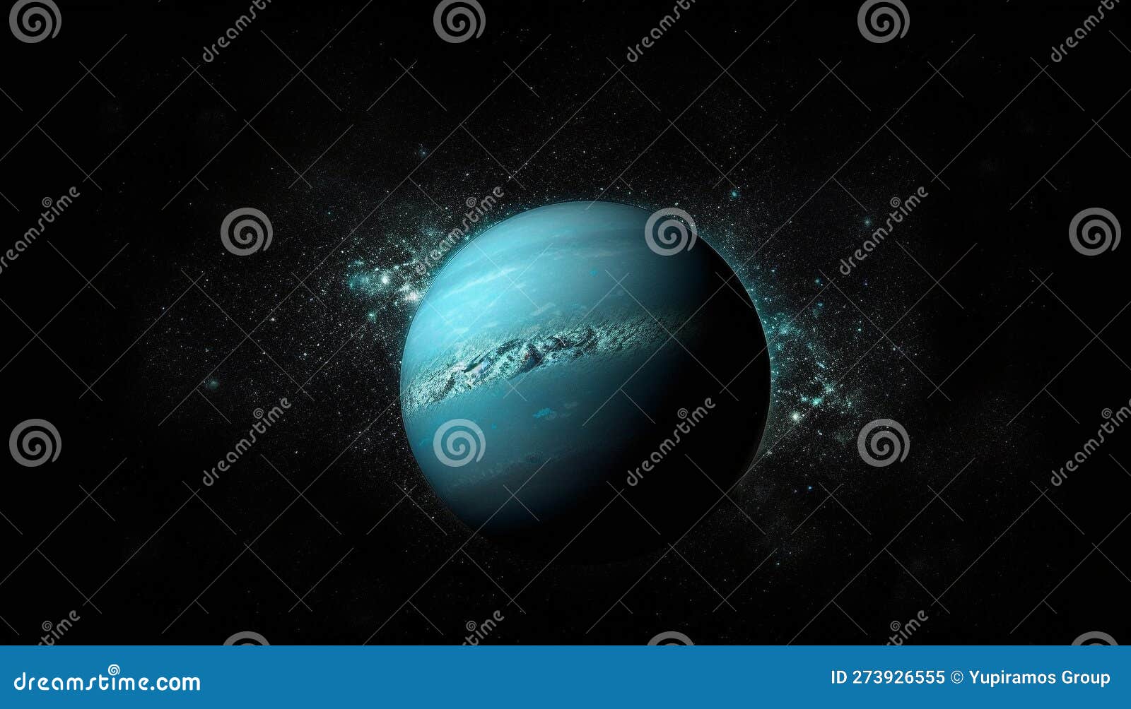 Satellite Orbiting Blue Planet in Starry Galaxy Generated by AI Stock ...