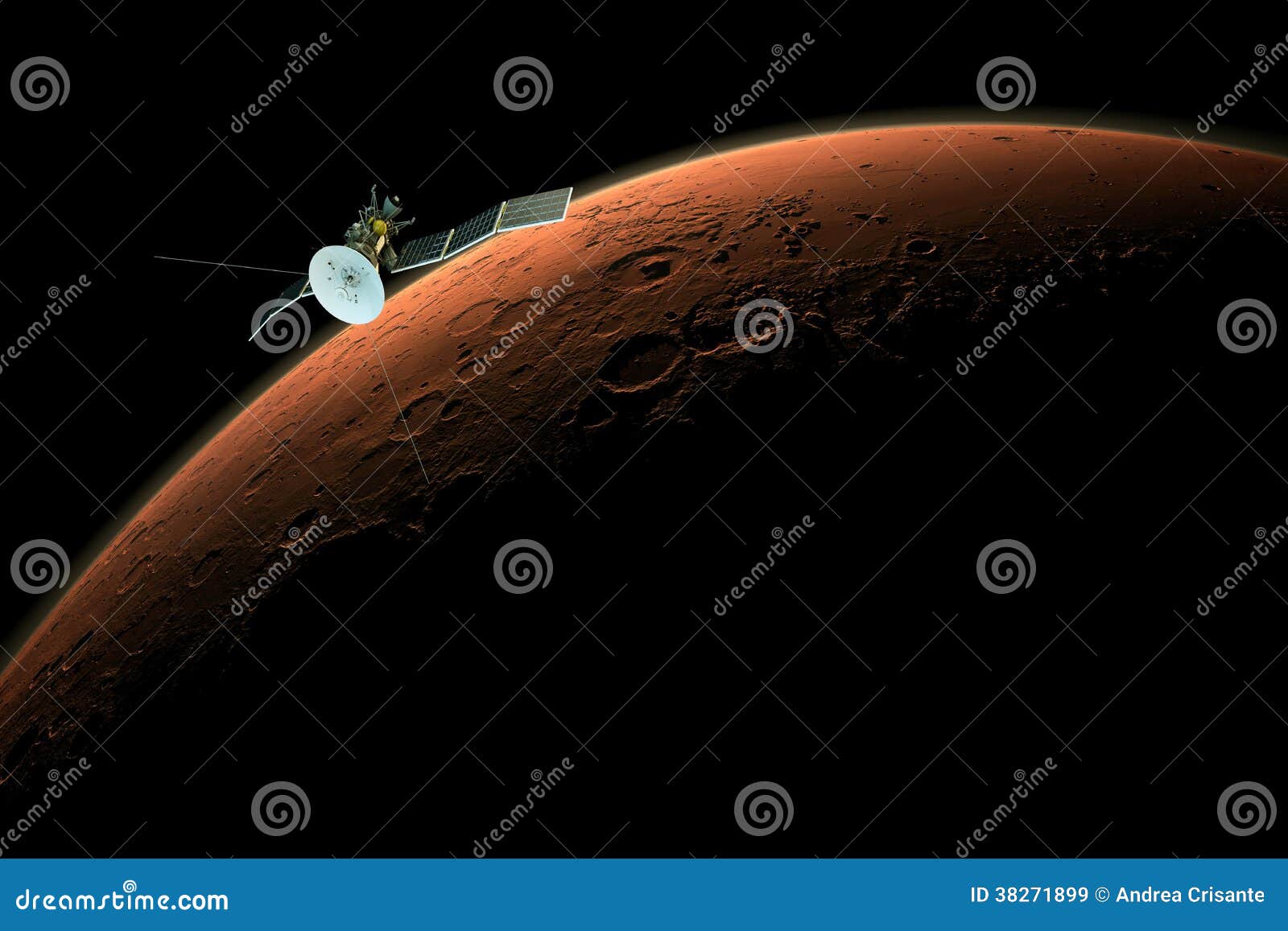 Satellite orbiting mars stock illustration. Illustration of panel ...