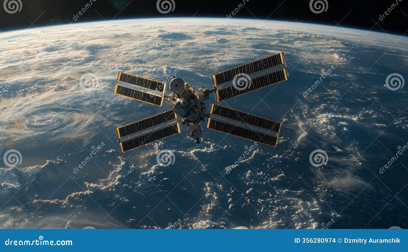 A Satellite Orbits in Space with the Blue Earth As Its Backdrop ...