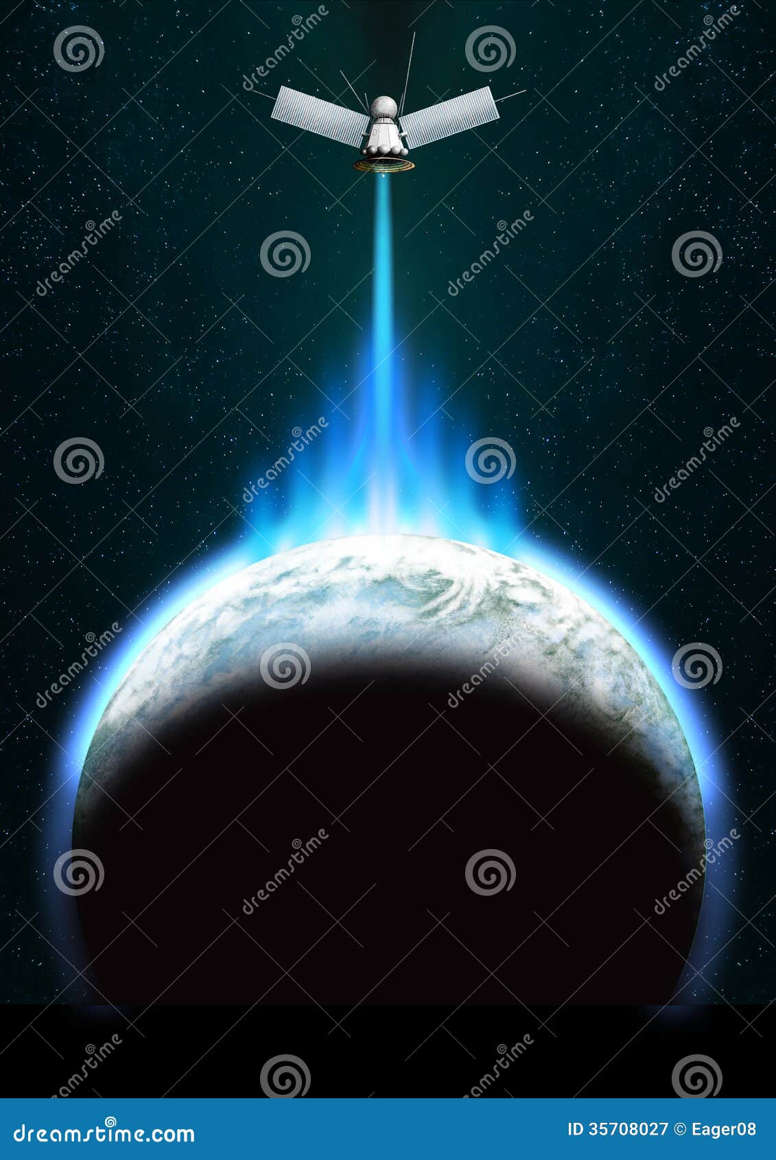 Satellite over Earth stock illustration. Illustration of modern - 35708027