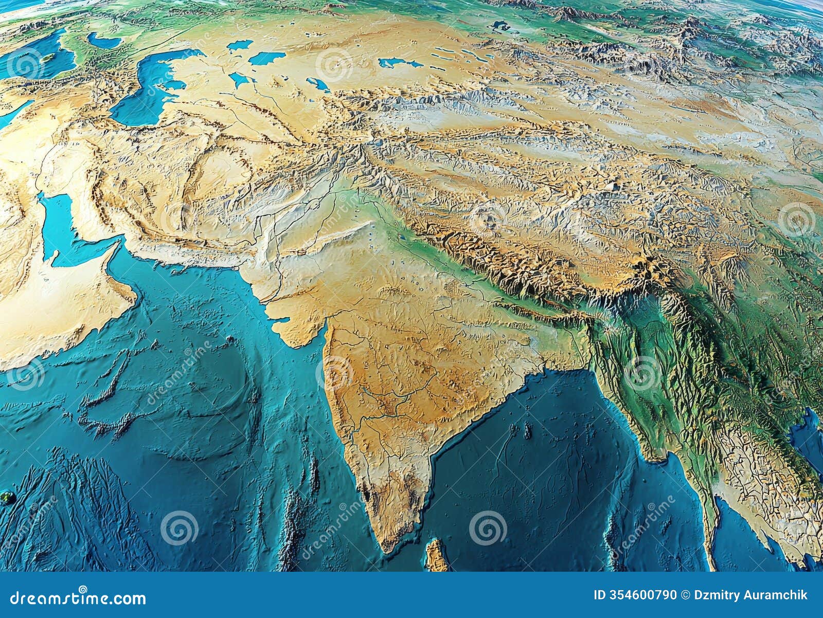 A Satellite Photo of the Middle East on a World Map, Featuring Elements ...