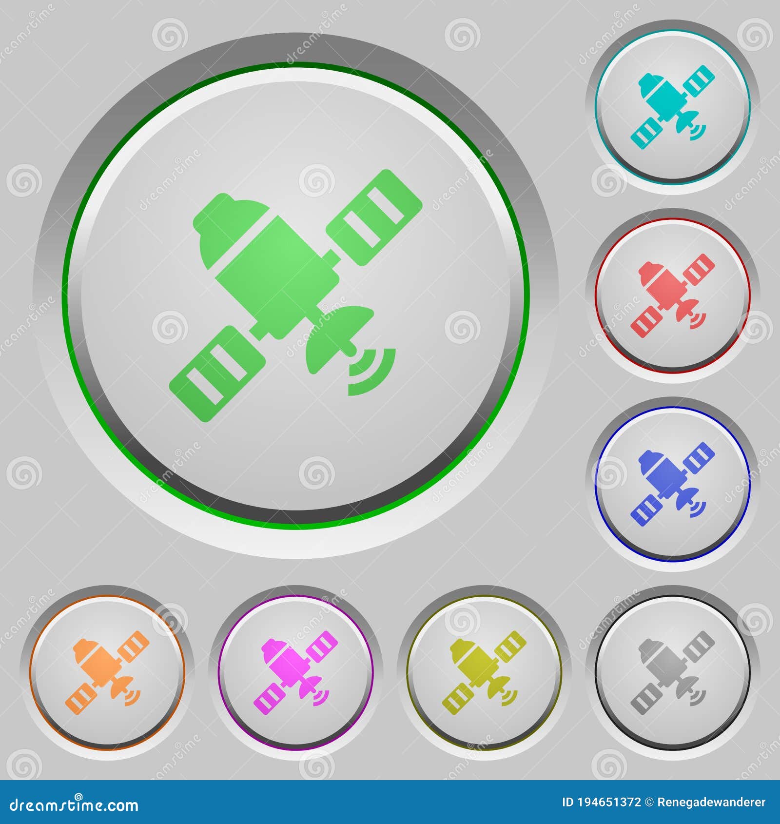 Satellite push buttons stock vector. Illustration of panels - 194651372