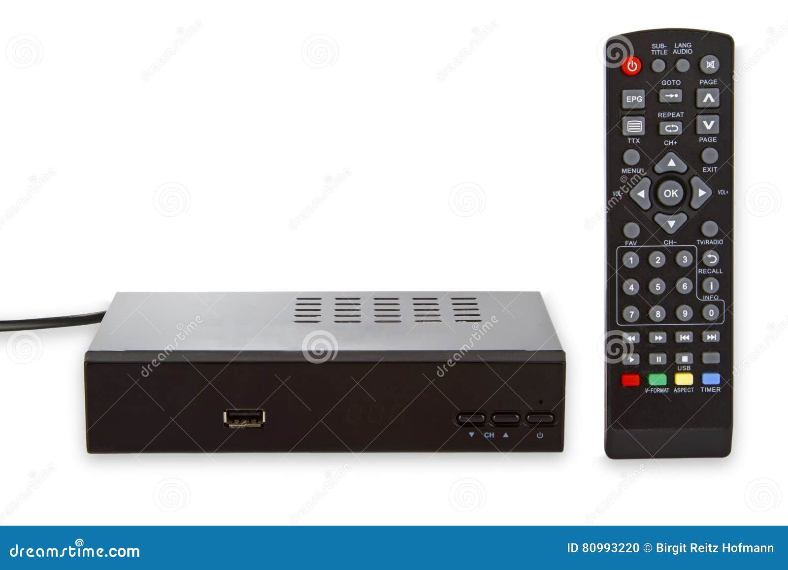 Satellite Receiver with Remote Control Stock Photo - Image of equipment ...