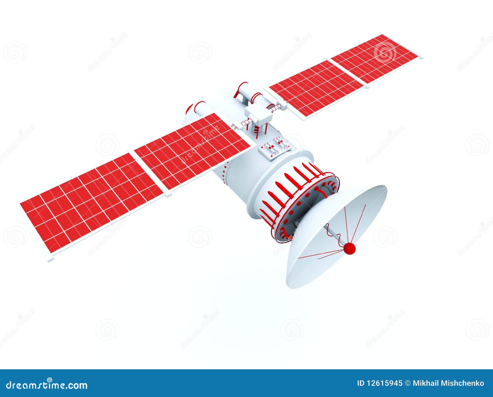 Satellite with Red Elements Stock Illustration - Illustration of ...
