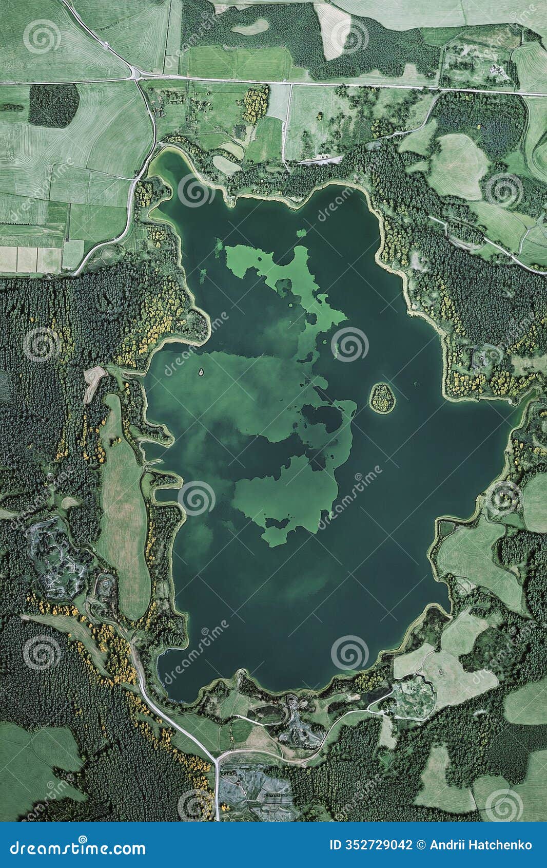 Satellite-rendered GIS Map of a Lake with LiDAR Data Visualizing ...