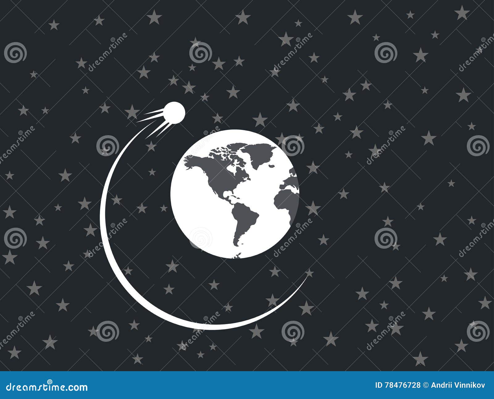The Satellite Revolves Around a Planet in Space. Stock Vector ...
