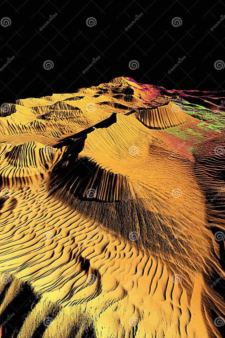 Satellite Scan of a Desert Landscape Rendered in 3D Using GIS and LiDAR ...