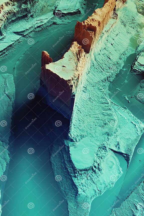 Satellite Scan of a River Delta Rendered in 3D Using LiDAR GIS Data Showing Elevation and ...