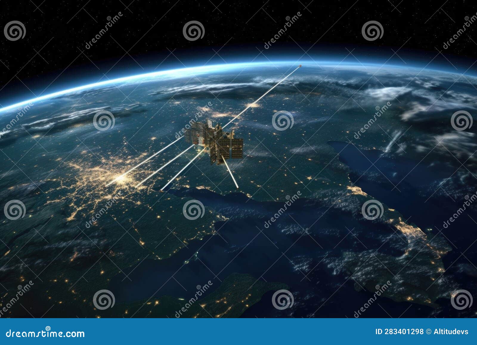 Satellite Scanning Earth from Low Orbit Stock Illustration ...