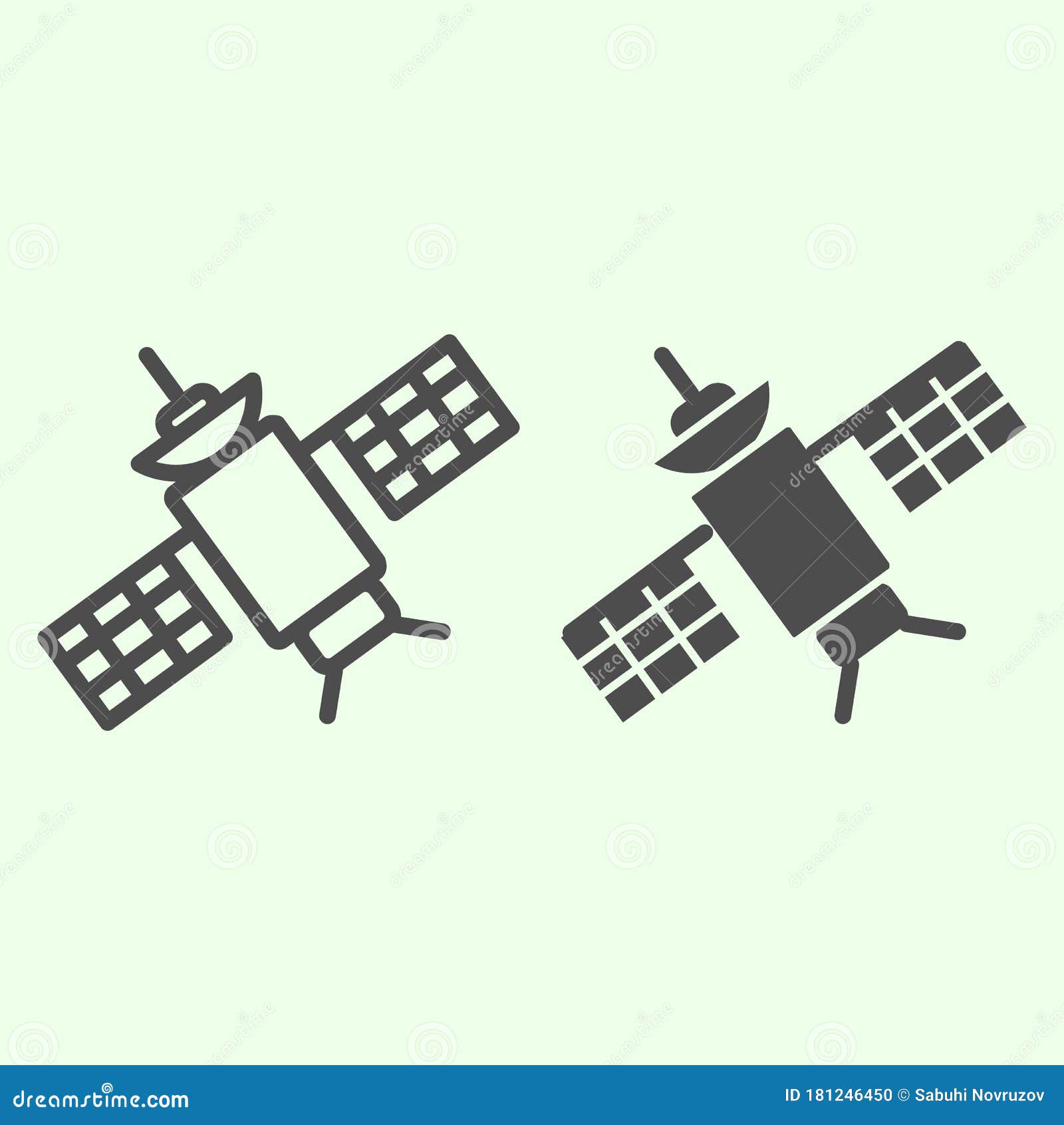 Satellite Shuttle Line And Solid Icon. Wireless Connection Space ...