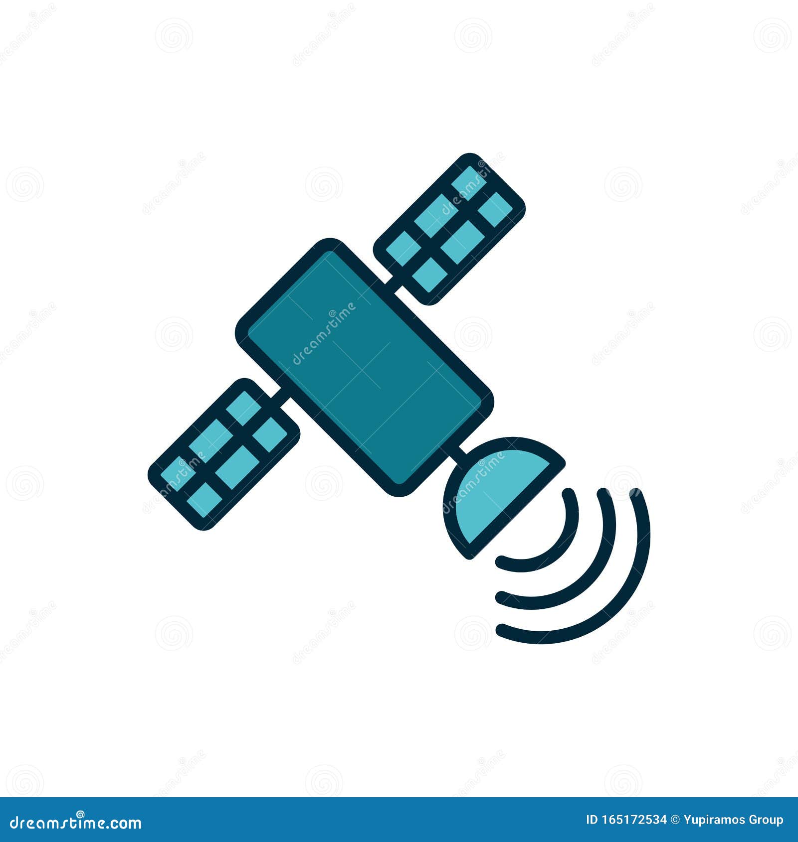 Satellite Signal Wifi Internet of Things Line and Fill Icon Stock ...
