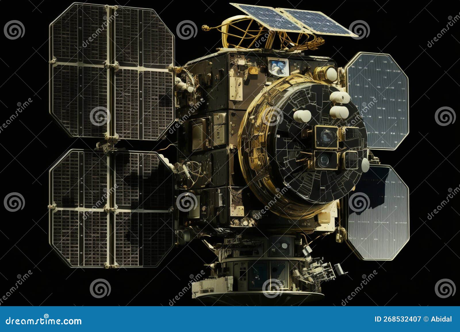 Satellite with Solar Panels Isolated in Space Stock Illustration ...