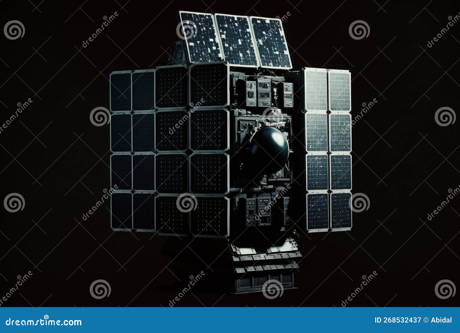 Satellite with Solar Panels Isolated in Space Stock Illustration ...