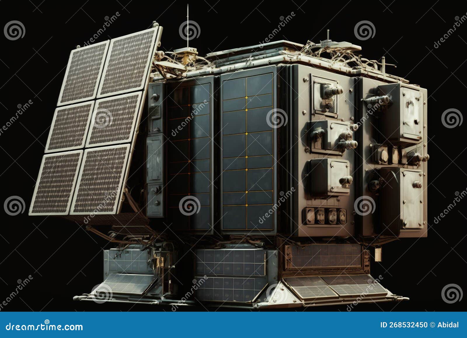 Satellite with Solar Panels Isolated in Space Stock Illustration ...