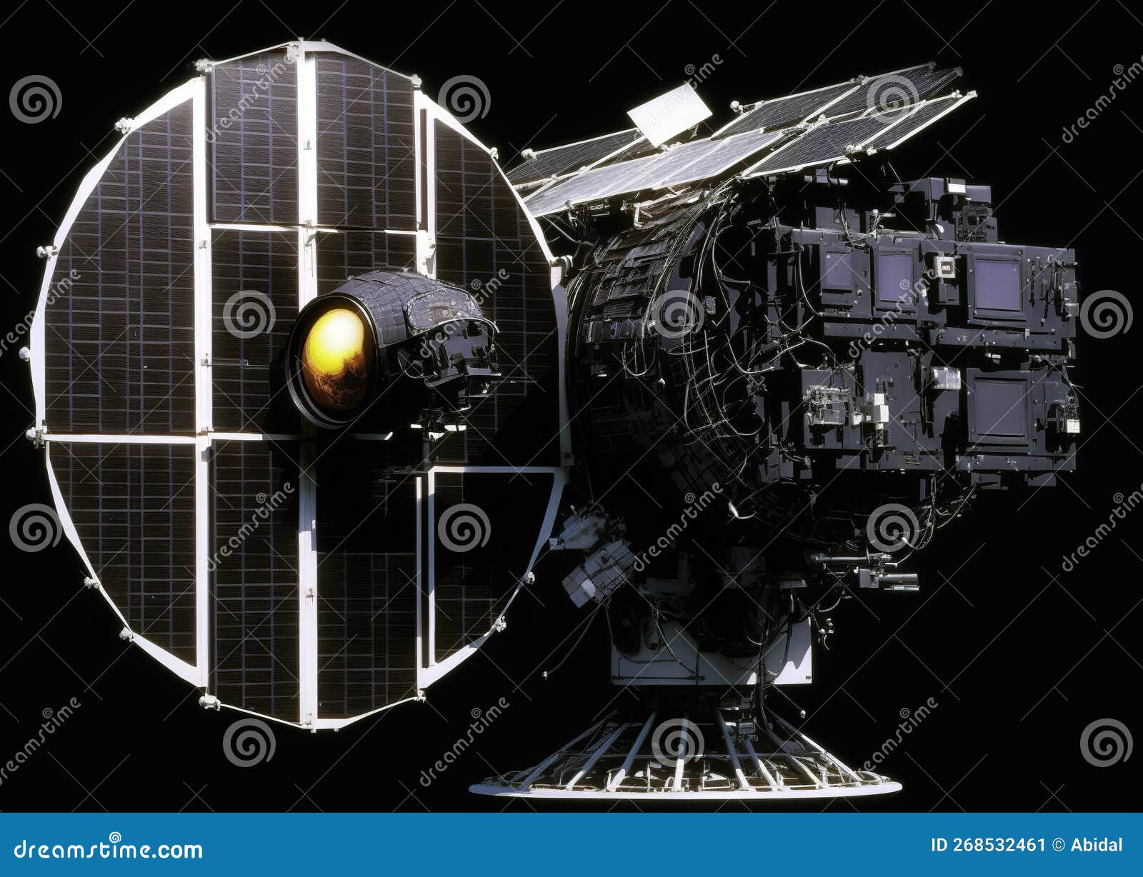 Satellite with Solar Panels Isolated in Space Stock Illustration ...