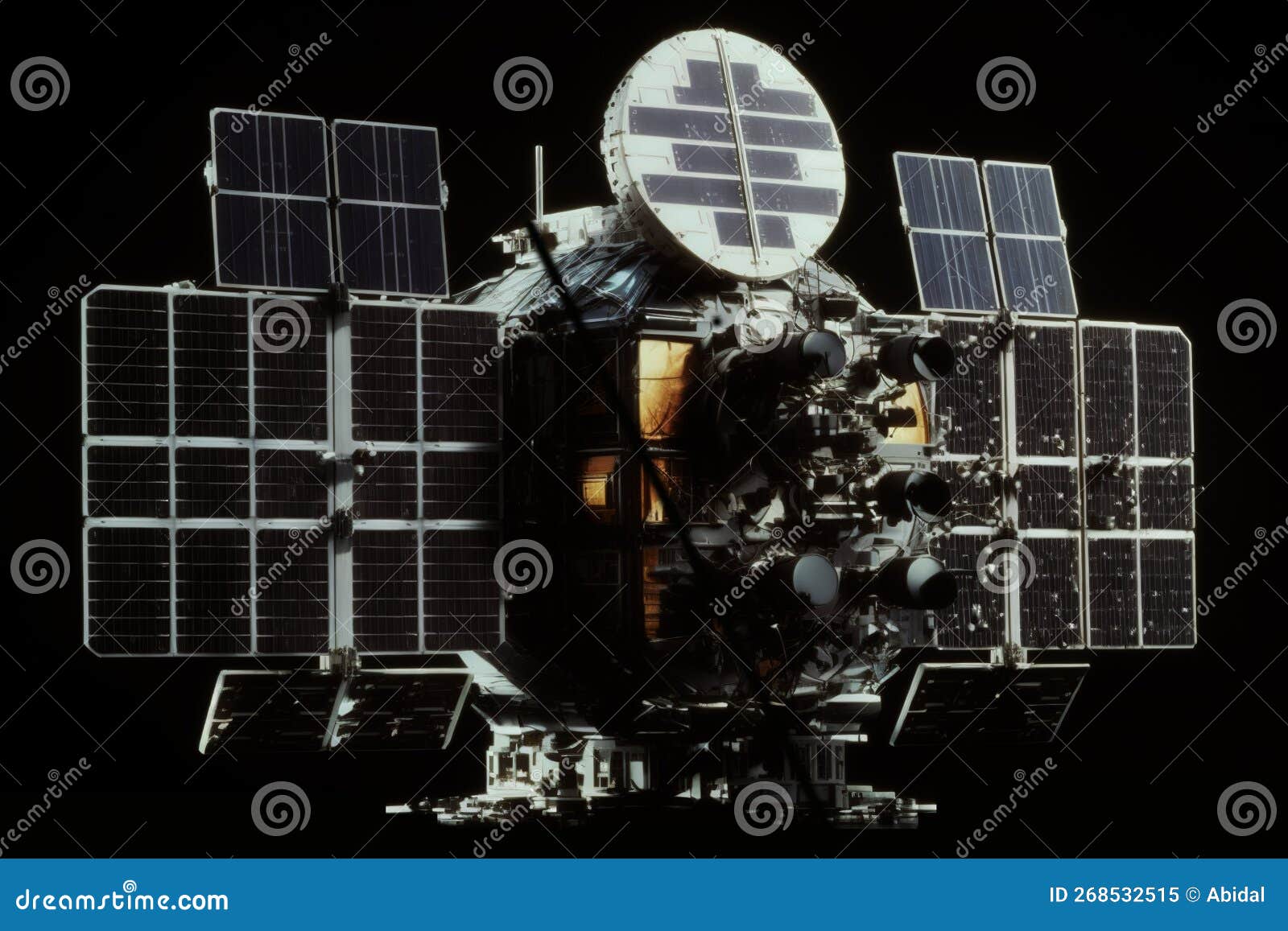 Satellite with Solar Panels Isolated in Space Stock Illustration ...