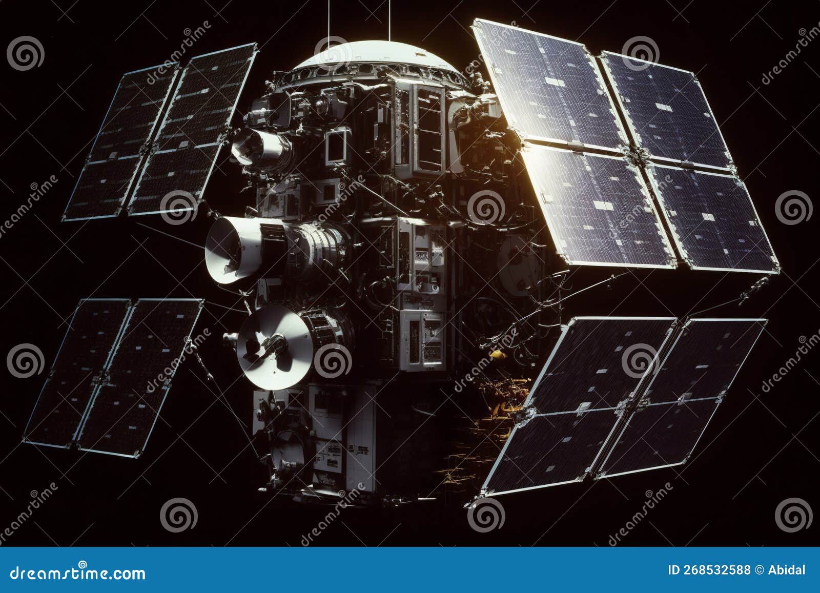 Satellite with Solar Panels Isolated in Space Stock Illustration ...