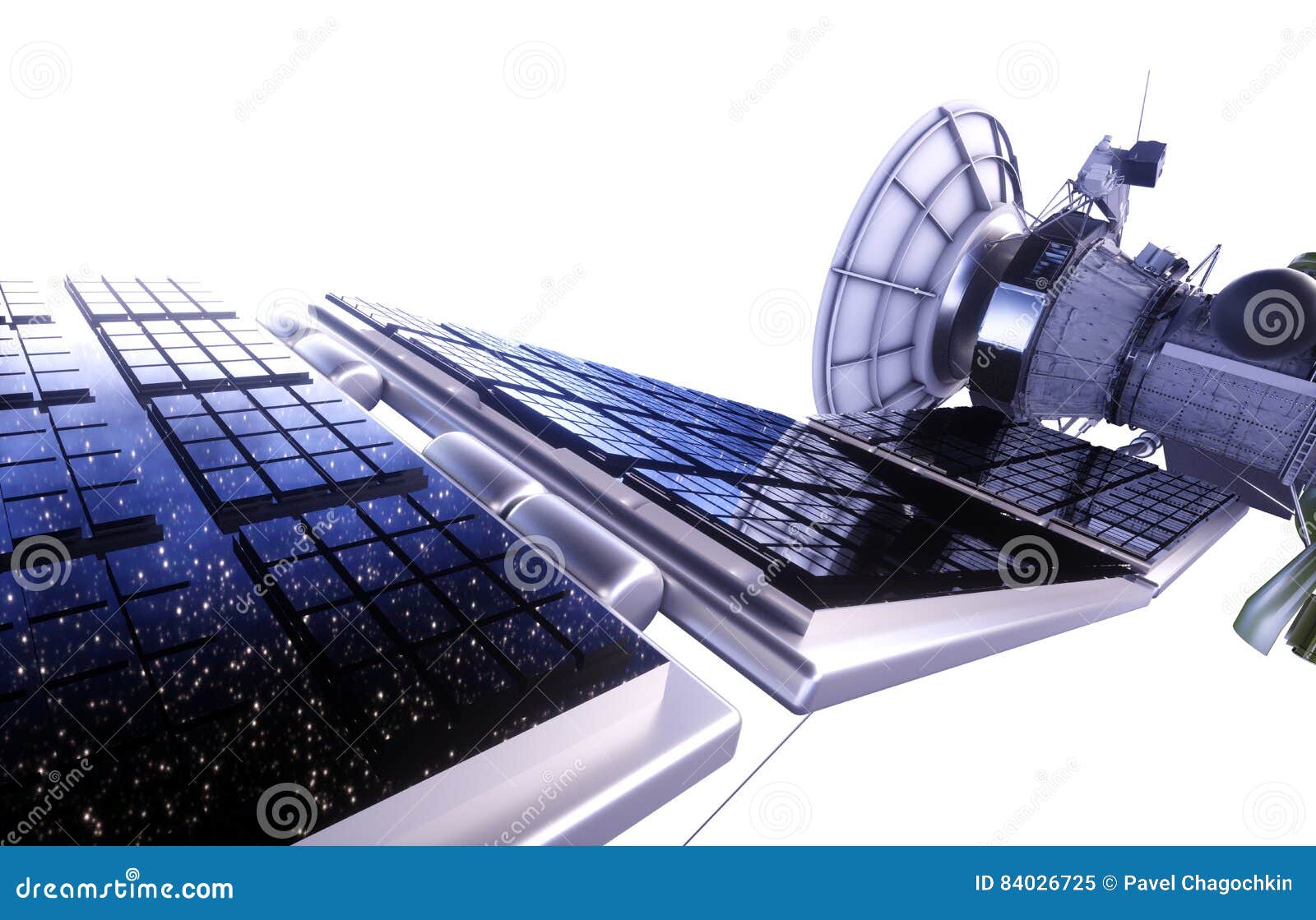 Satellite in Space. Isolate on White. 3d Rendering. Stock Illustration ...