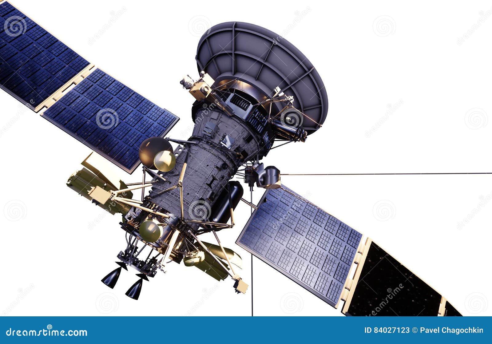 Satellite in Space. Isolate on White. 3d Rendering. Stock Illustration ...