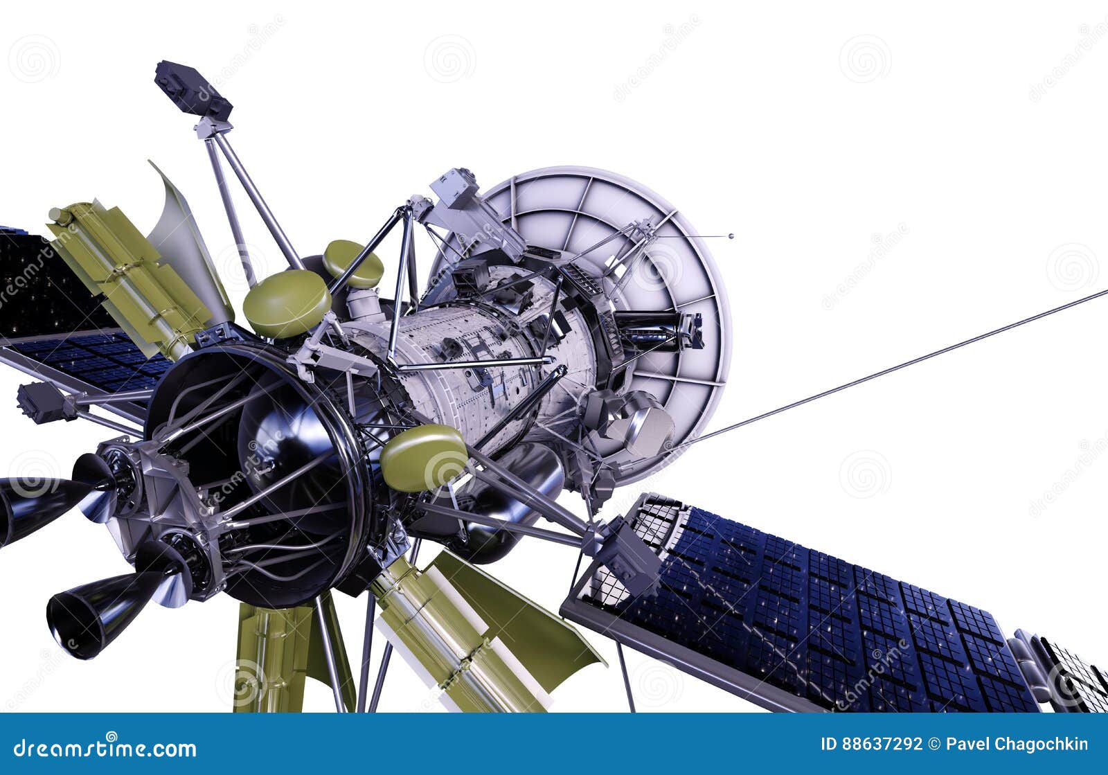 Satellite in Space. Isolate on White. 3d Rendering. Stock Illustration ...